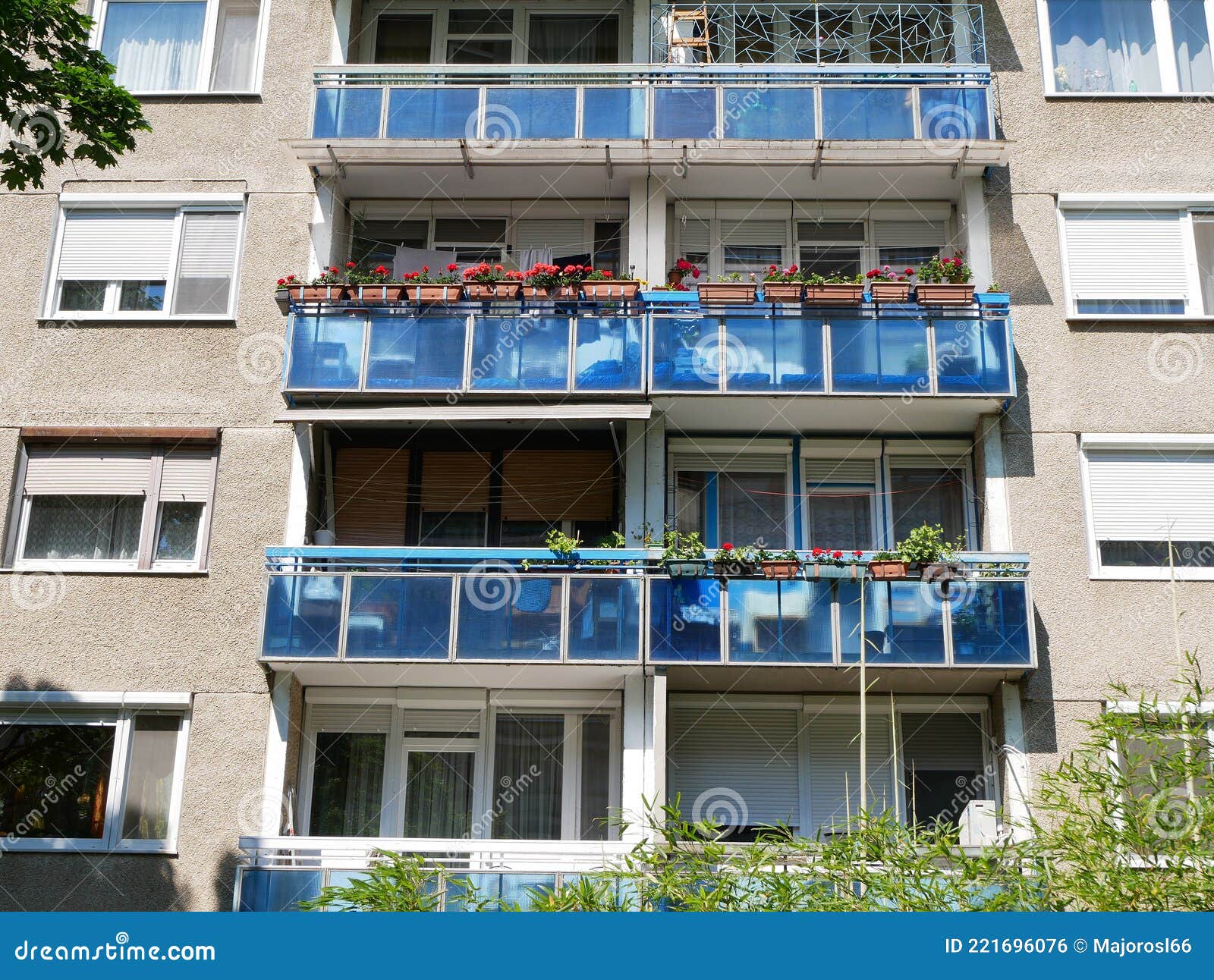 Balconies and Windows of an Apartment Building Stock Photo - Image of ...