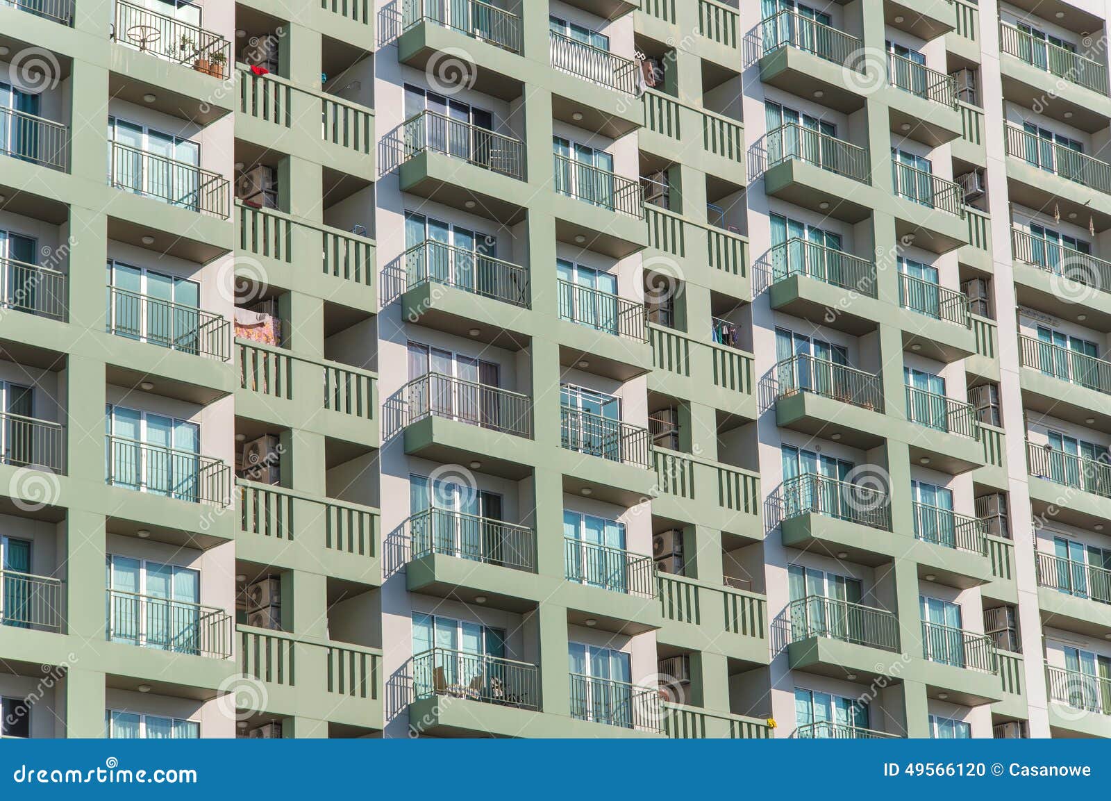 Balcony of Apartment Building in City Stock Photo - Image of decorated ...