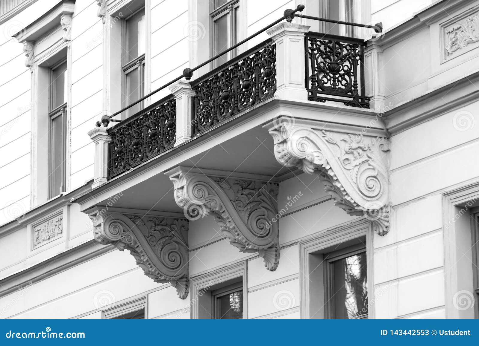 The Balcony in the Baroque Style Stock Image - Image of balcony, street ...