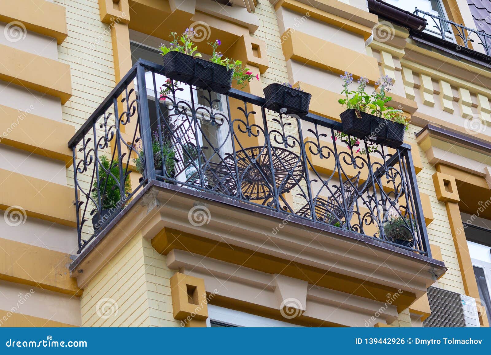 Balcony of the Building is in Classical Style Stock Photo - Image of ...