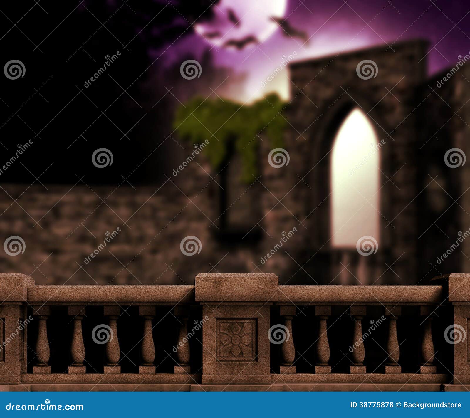 Balcony in the Castle at Night Stock Illustration - Illustration of ...