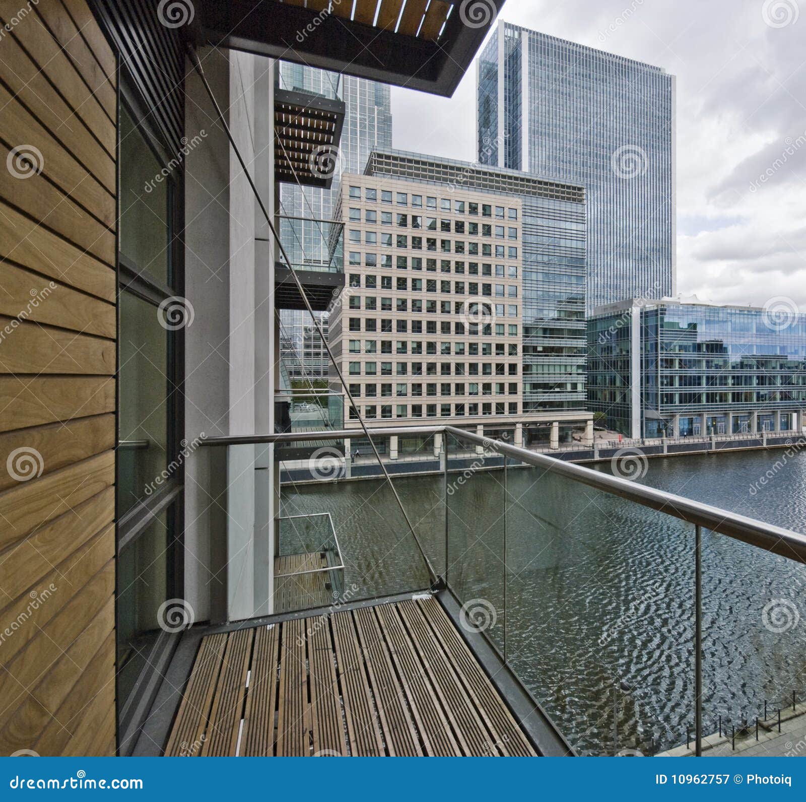 Balcony with City and Dock View Stock Image - Image of glass, hang ...