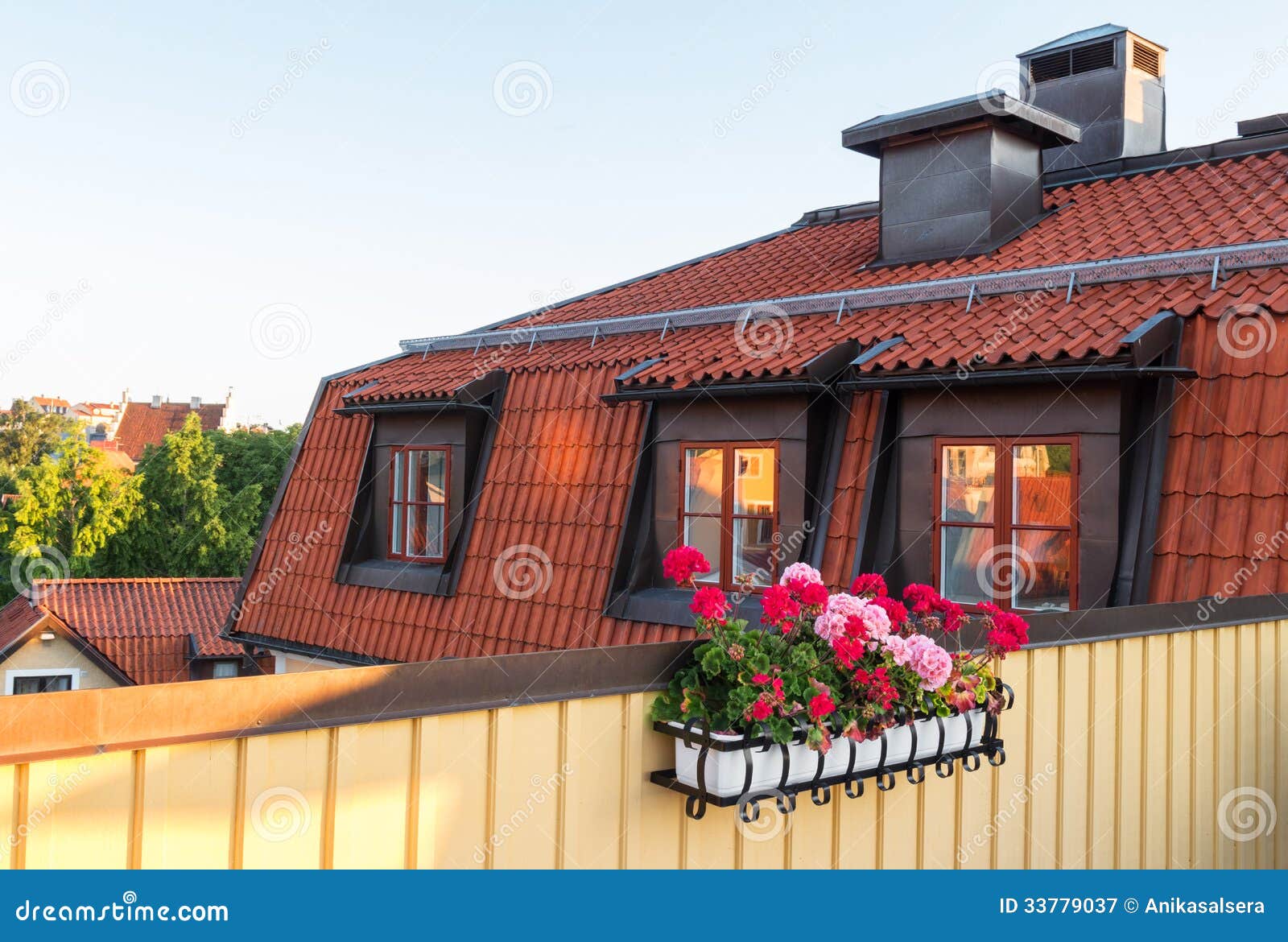 Balcony Decorated with Geraniums Stock Image - Image of home, outdoor ...