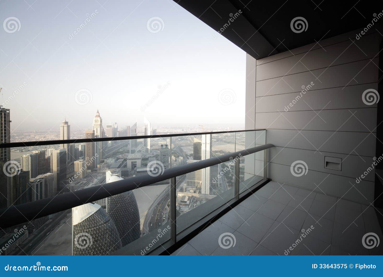 Balcony in Dubai Skyscraper Stock Image - Image of business, building ...