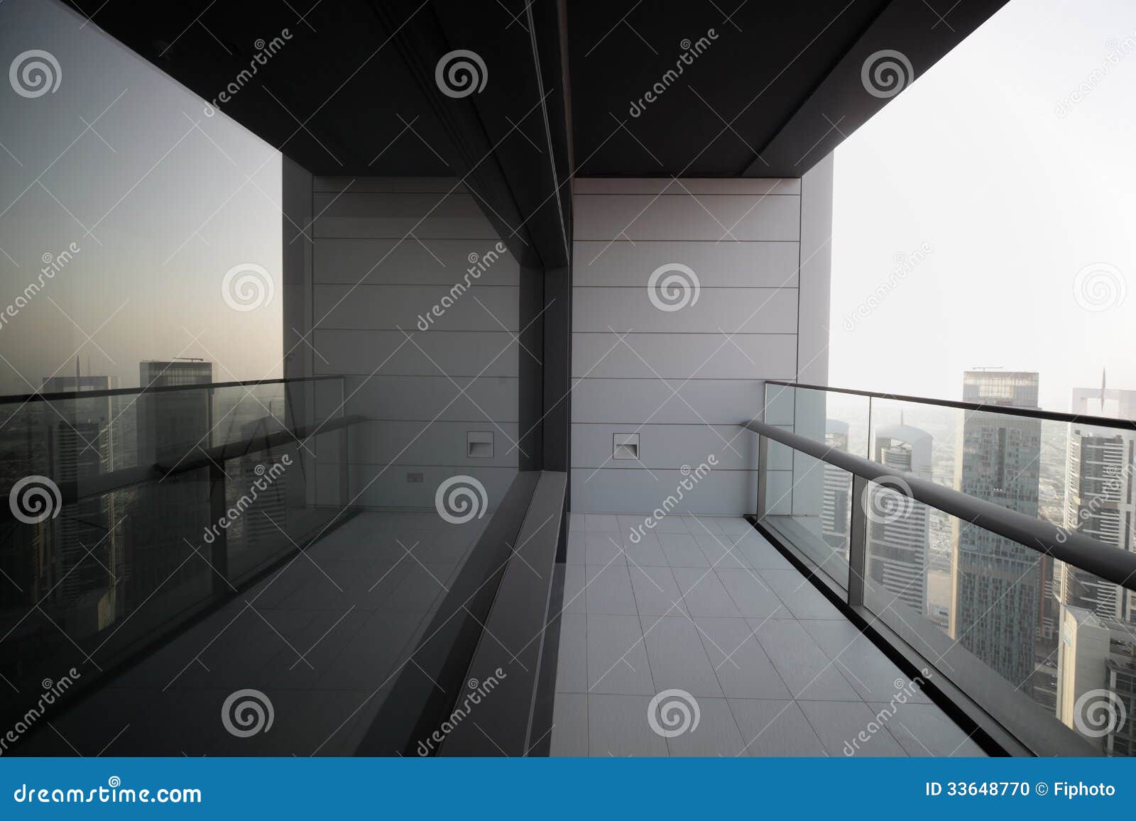 Balcony in Dubai Skyscraper Stock Photo - Image of architecture ...