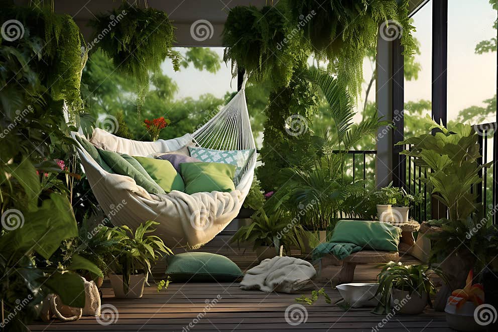 Balcony Garden Privacy Pleasure And Relaxation In A Green Environment With Generative Ai