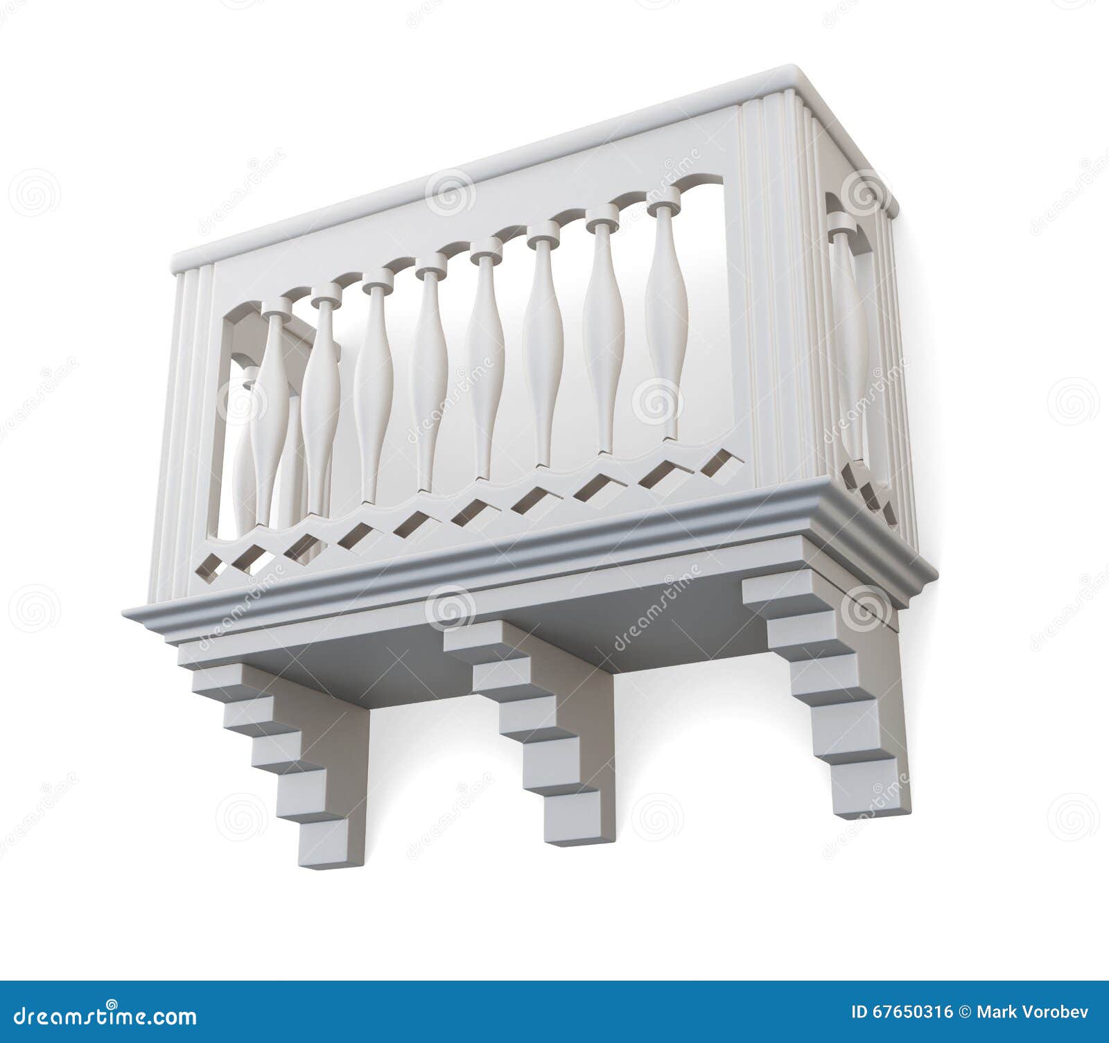 Balcony Isolated on White Background. 3d Illustration Stock ...
