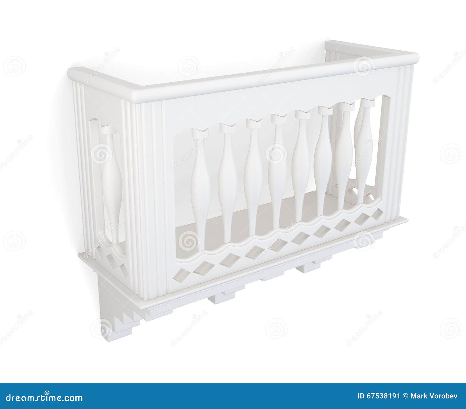 Balcony Isolated on White Background. 3d Rendering Stock Illustration ...