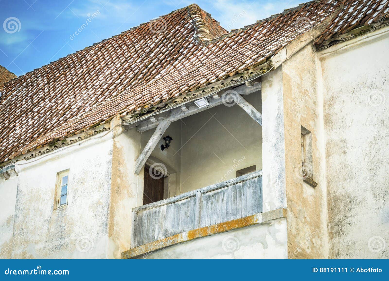 Balcony of medieval castle stock image. Image of castle - 88191111