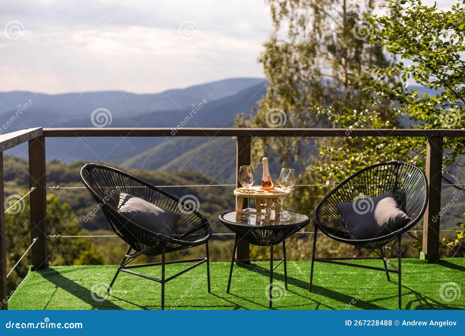 Balcony at Night with Furniture Looking Inside Stock Photo - Image of ...