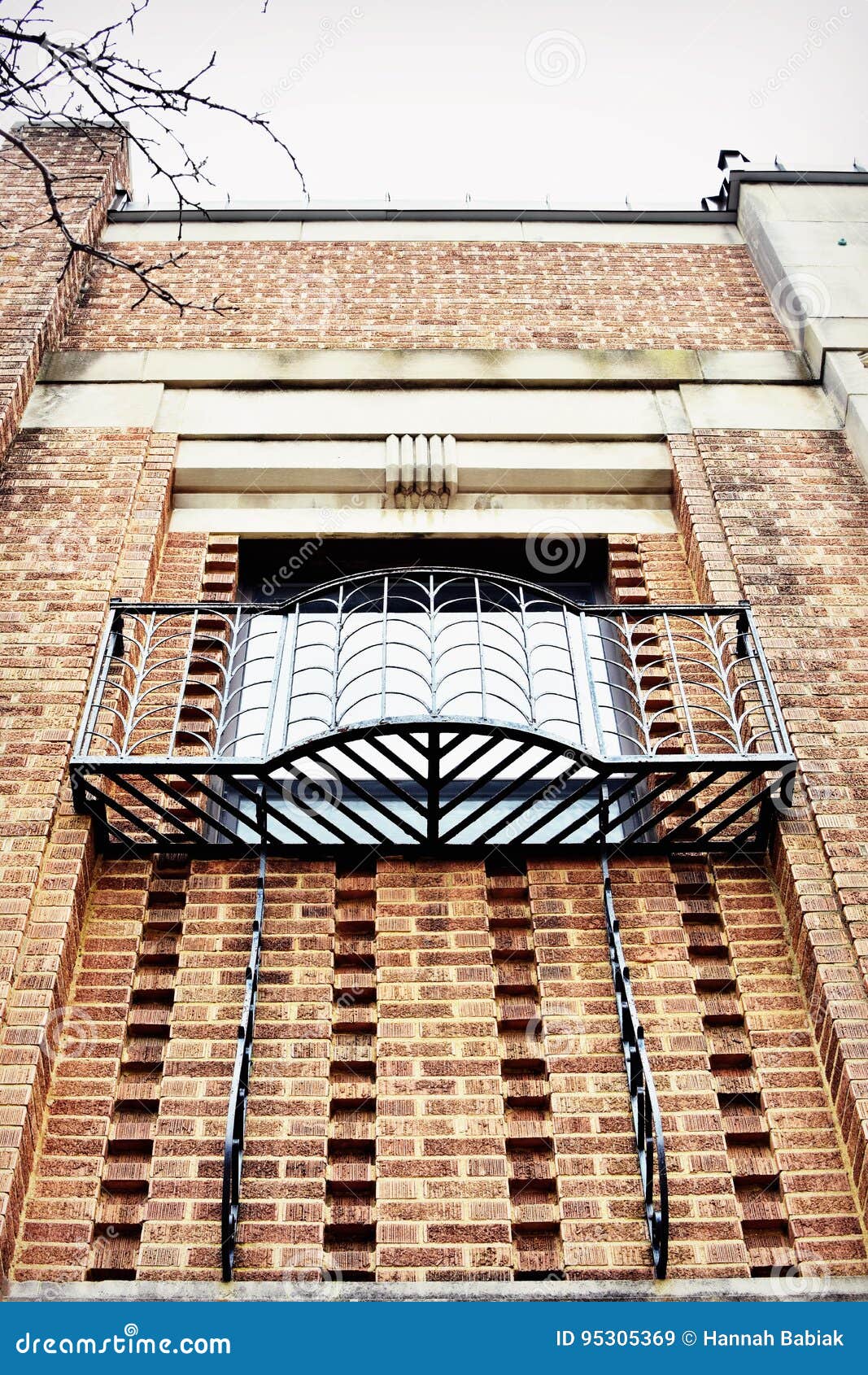Balcony of Old Brick Building Stock Image - Image of railing, masonry ...