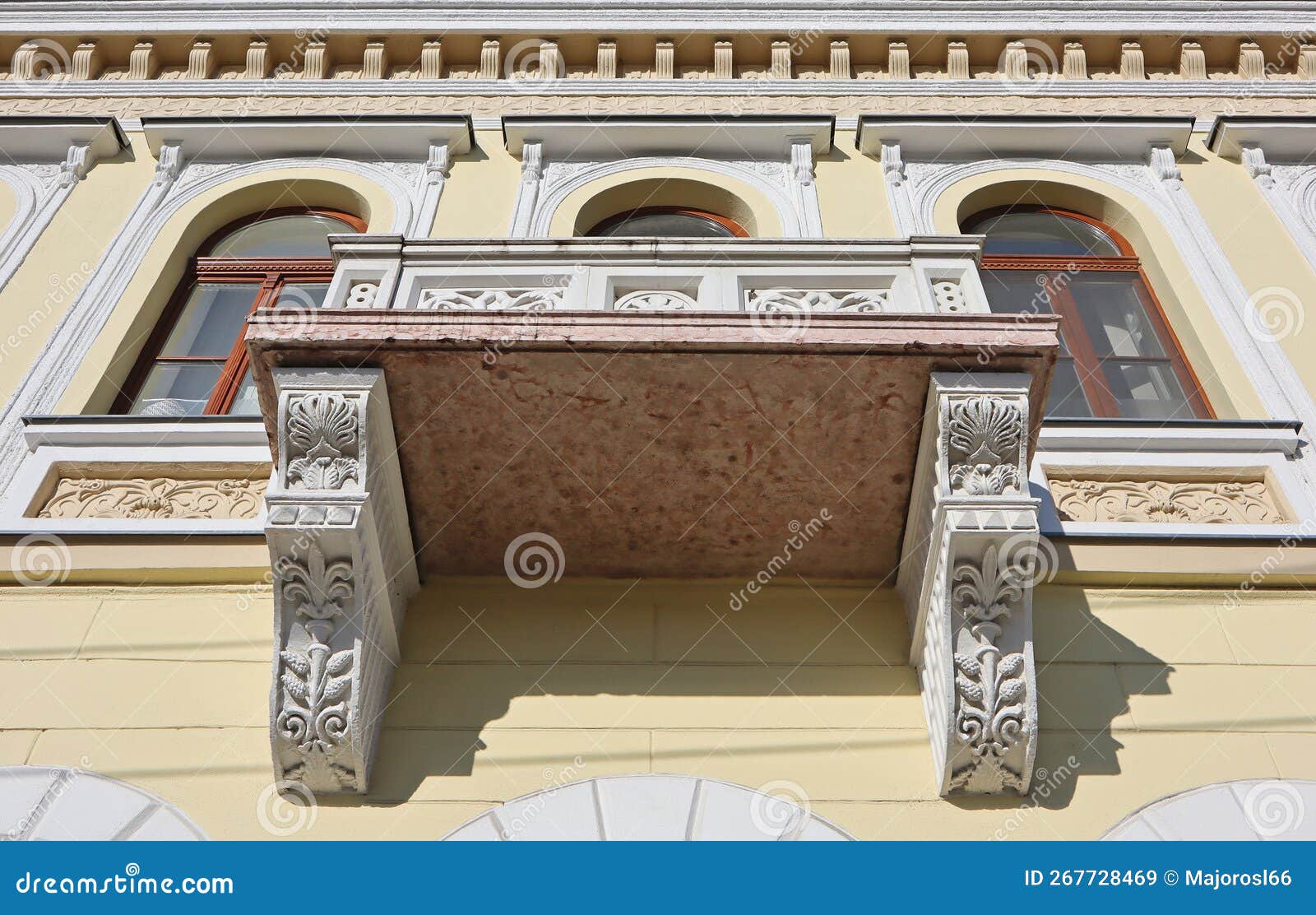 Balcony of an Old Restored House Low Angle View Stock Image - Image of ...