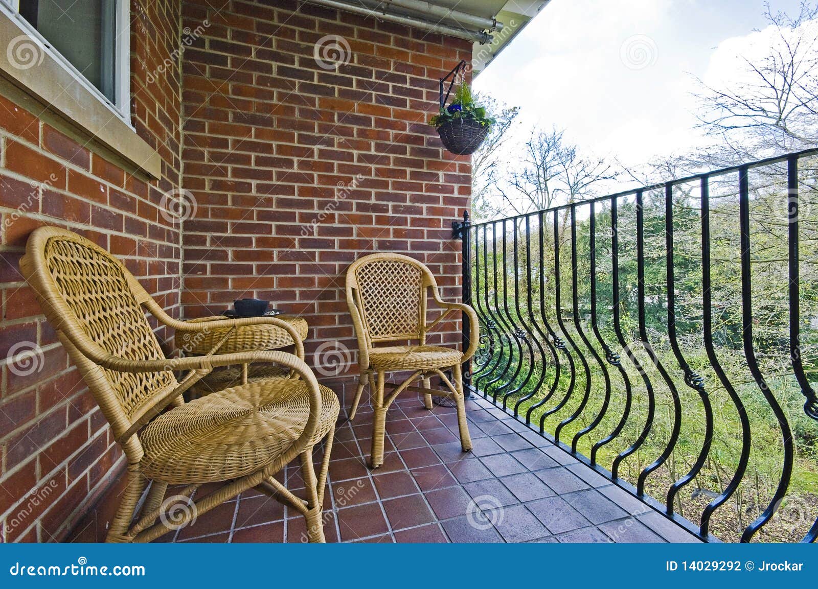 Balcony over park stock photo. Image of table, property - 14029292