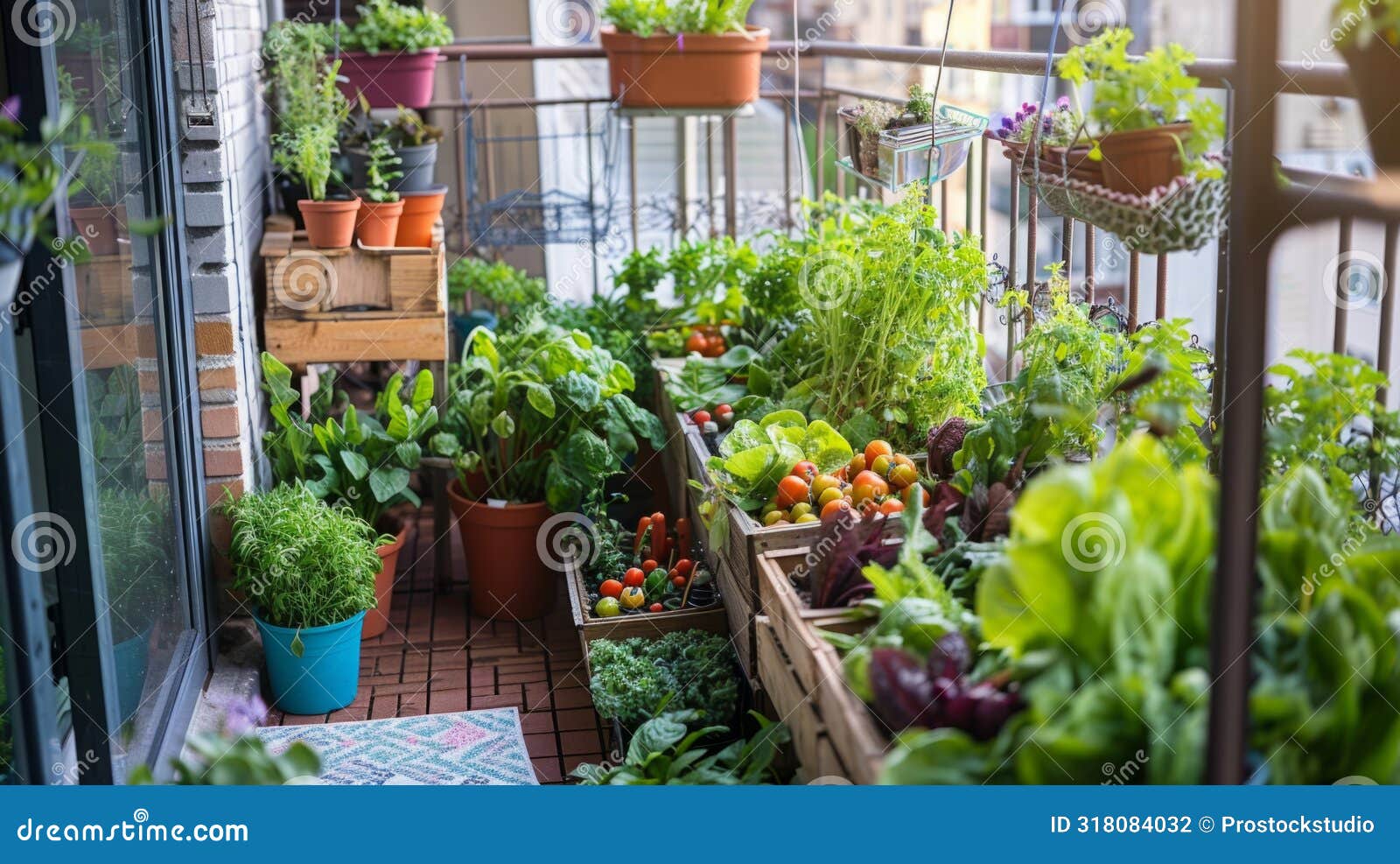 Balcony Overflowing with Various Plants Stock Photo - Image of decor ...