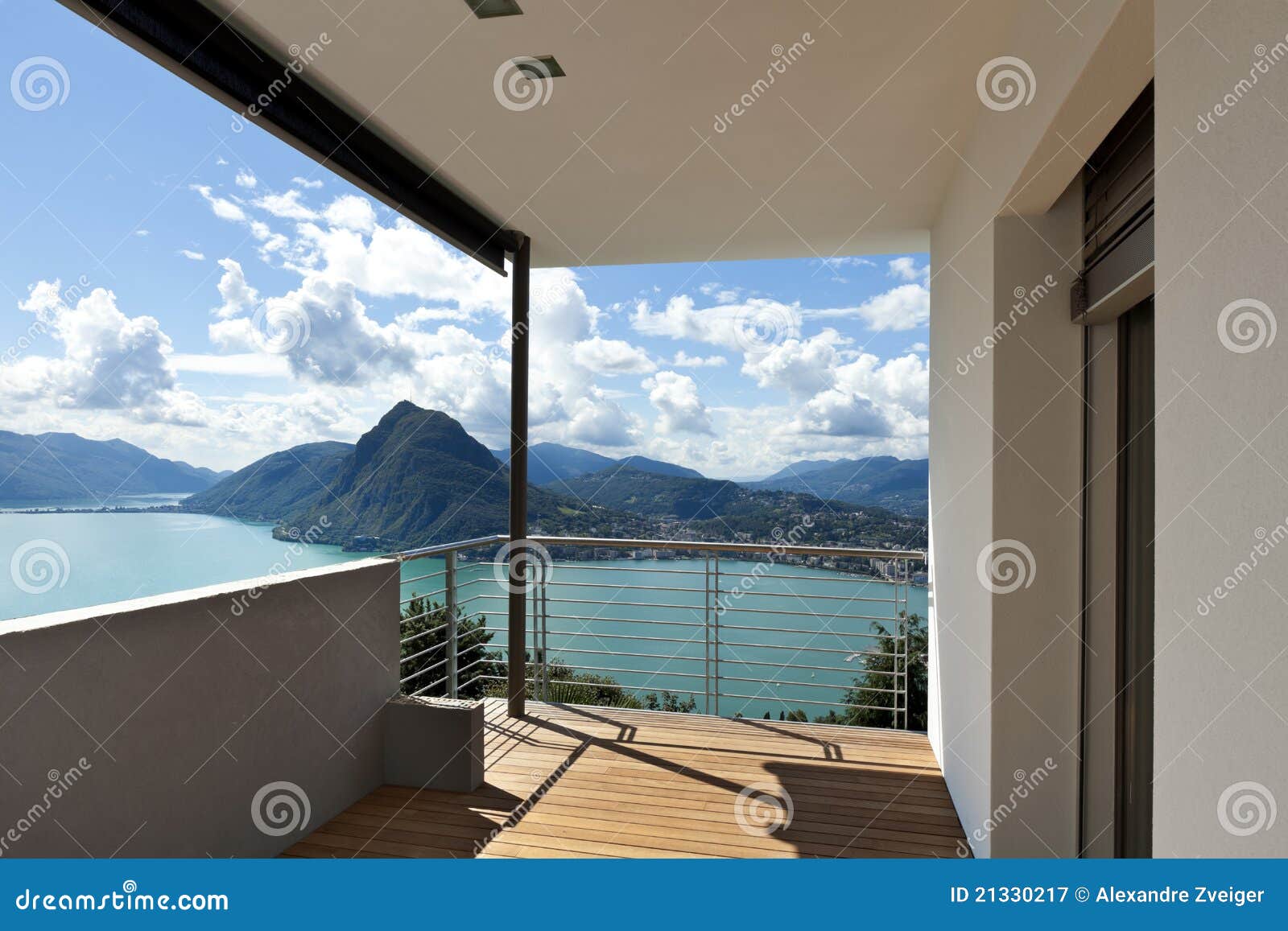Balcony Overlooking the Lake Stock Image - Image of empty, home: 21330217