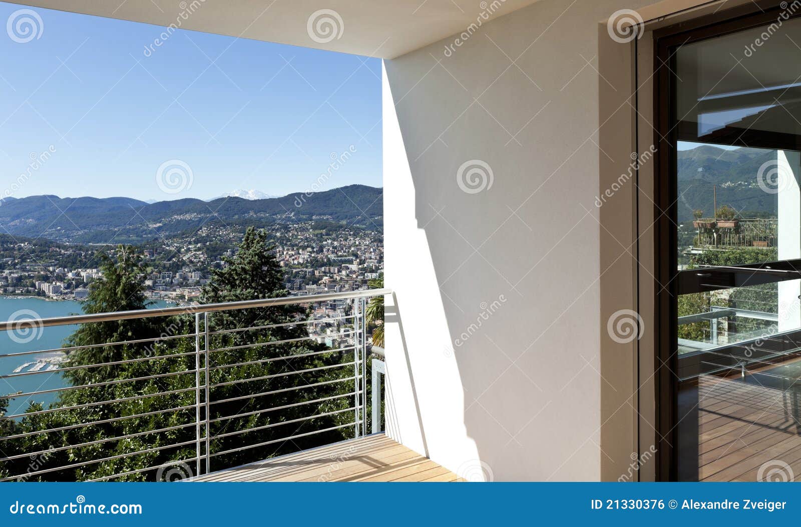 Balcony Overlooking the Lake Stock Photo - Image of space, white: 21330376