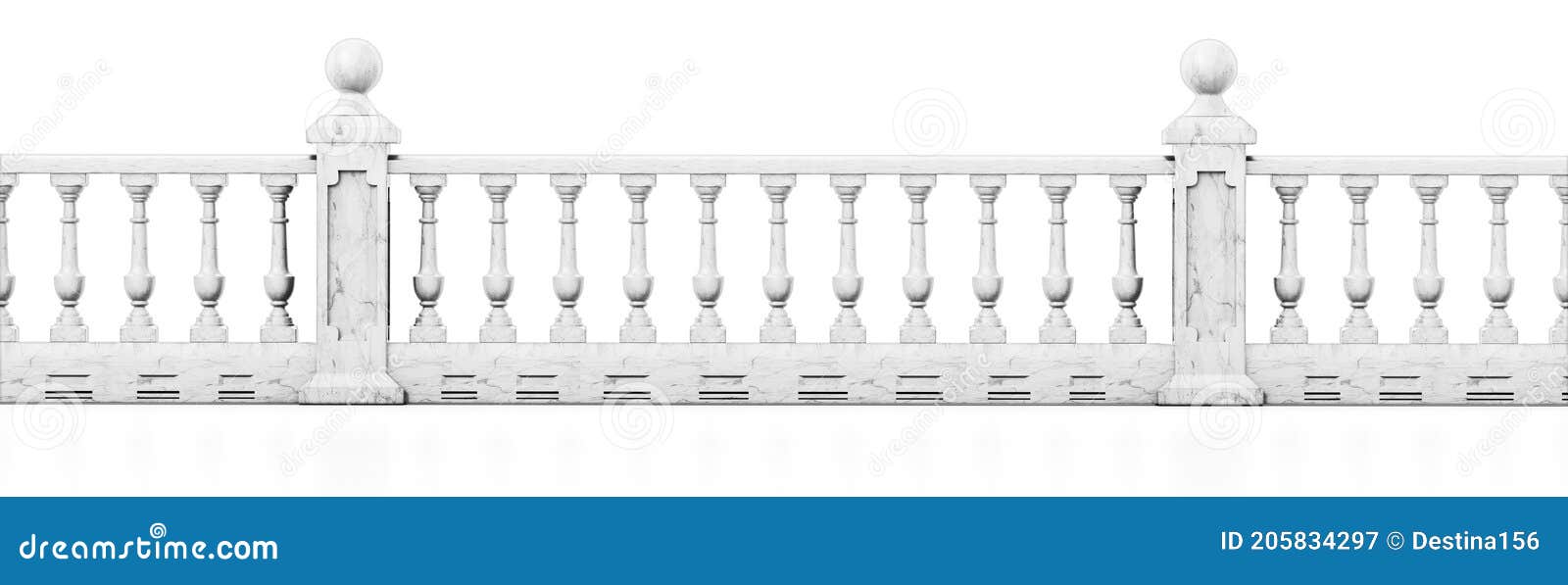 Balcony Railing Isolated on White Background. 3D Illustration Stock ...
