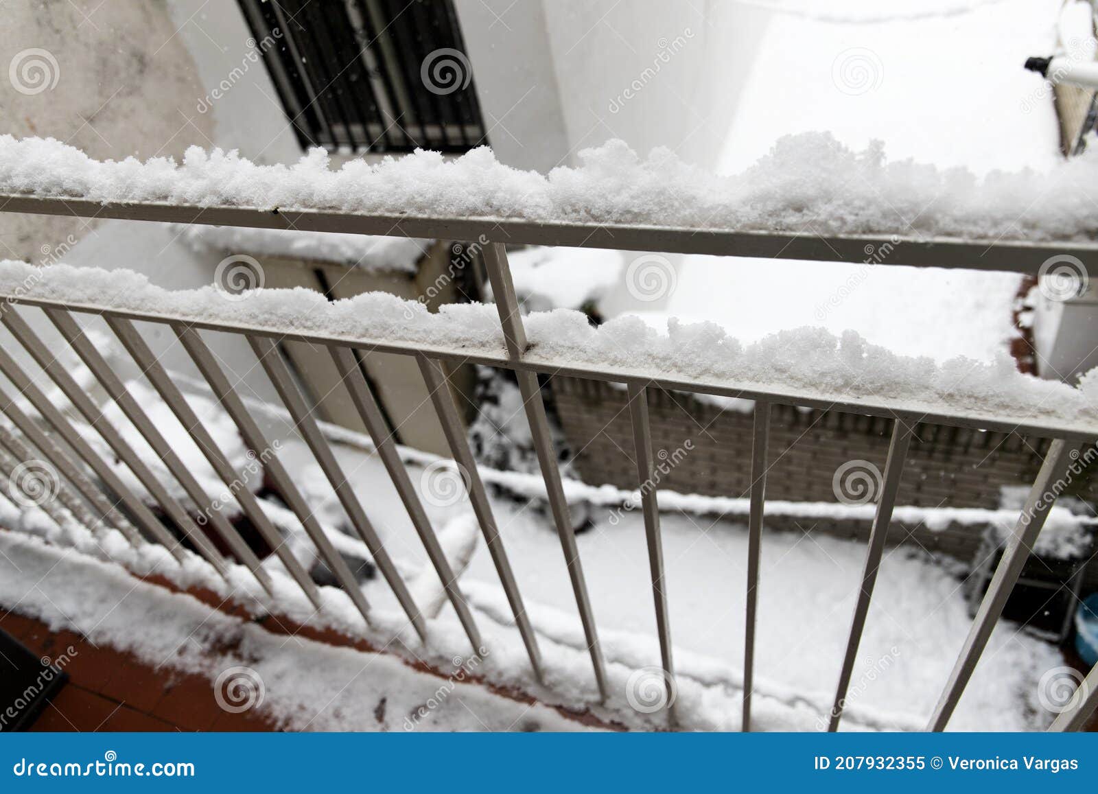 Balcony Railings Covered in Snow and Ice Stock Image - Image of style ...