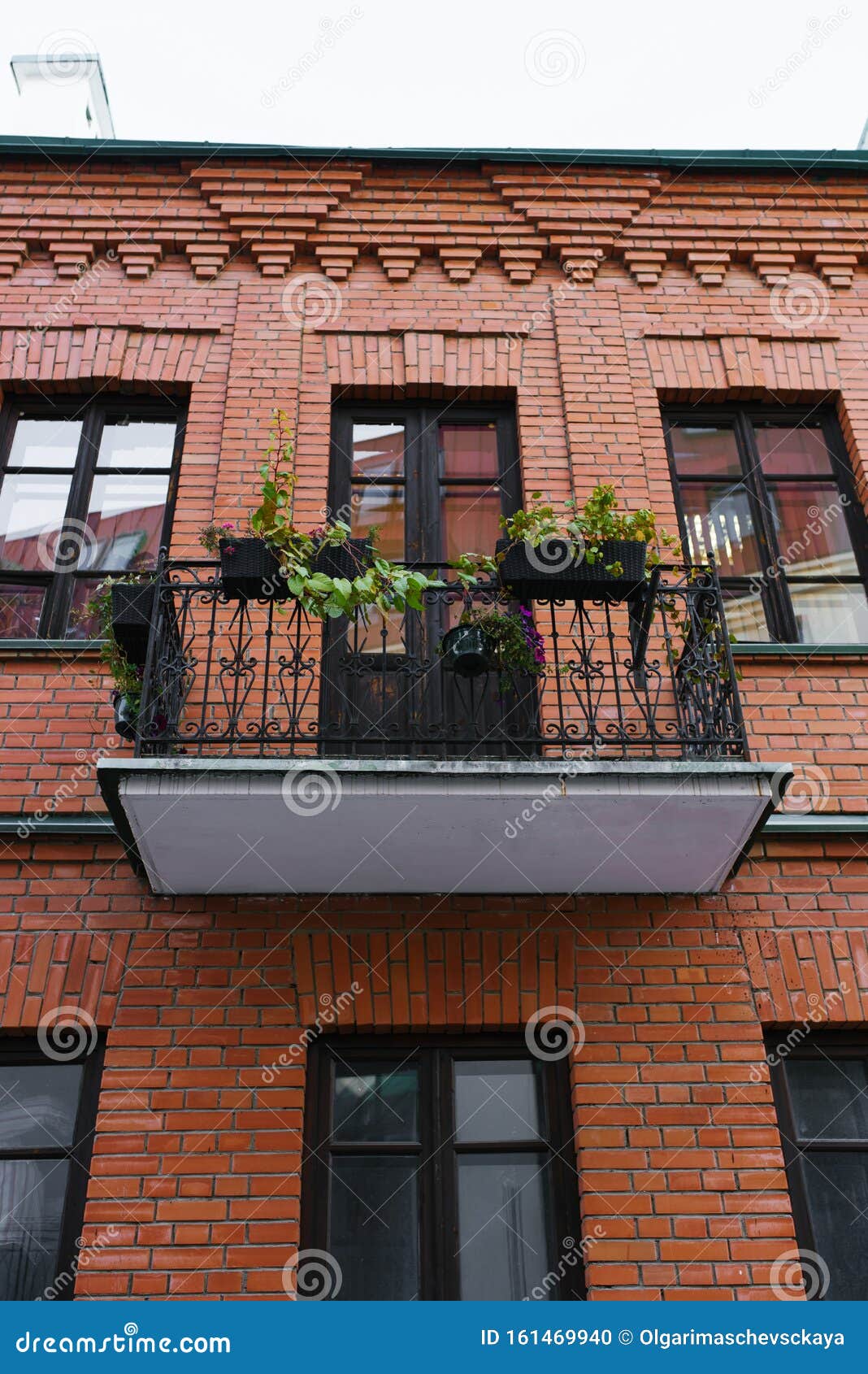 Balcony in a Red Brick House Stock Photo - Image of brick, balcony ...