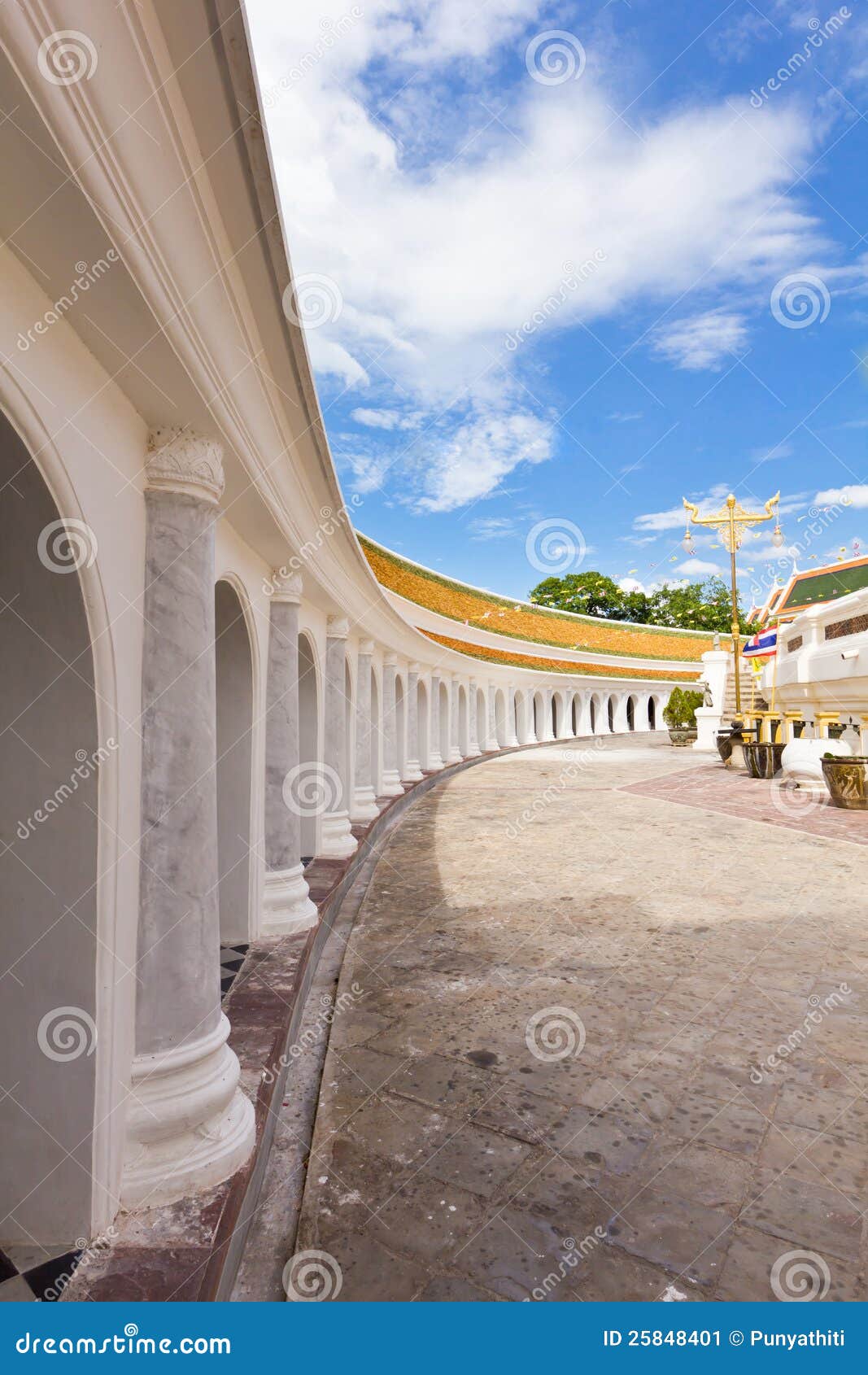 Balcony Round the Pagoda in a Temple Stock Image - Image of marble ...