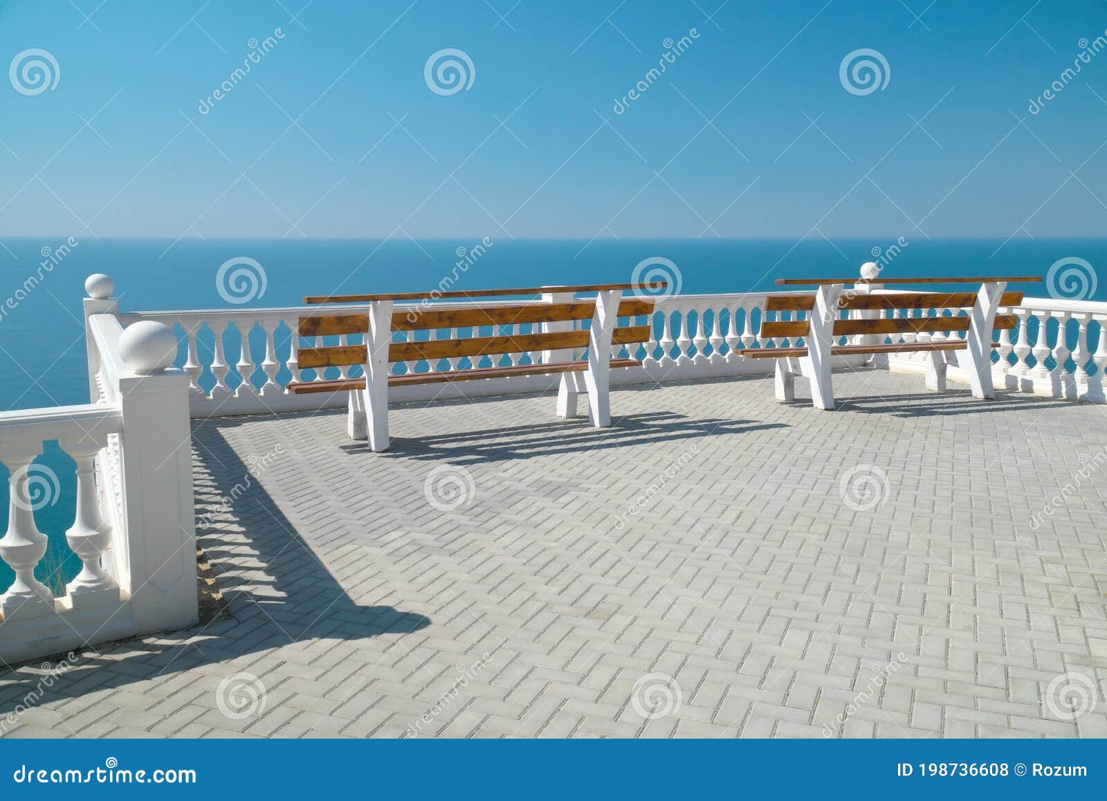 Balcony on the Sea View with Bench Stock Photo - Image of holiday ...