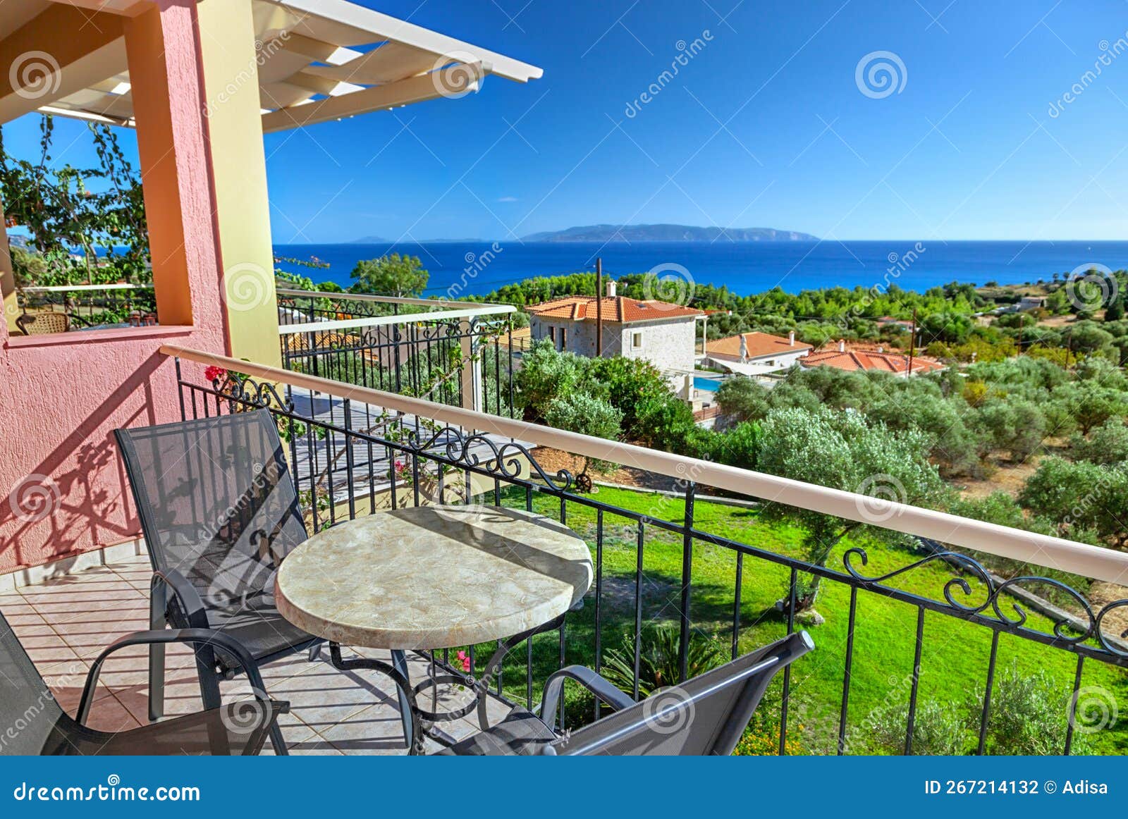 Balcony with sea view editorial photography. Image of idyllic - 267214132