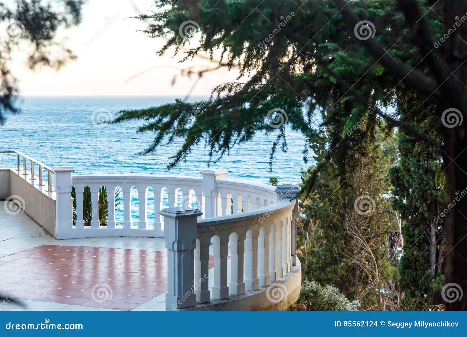 The Balcony of Sea View Villa Stock Photo - Image of building, house ...