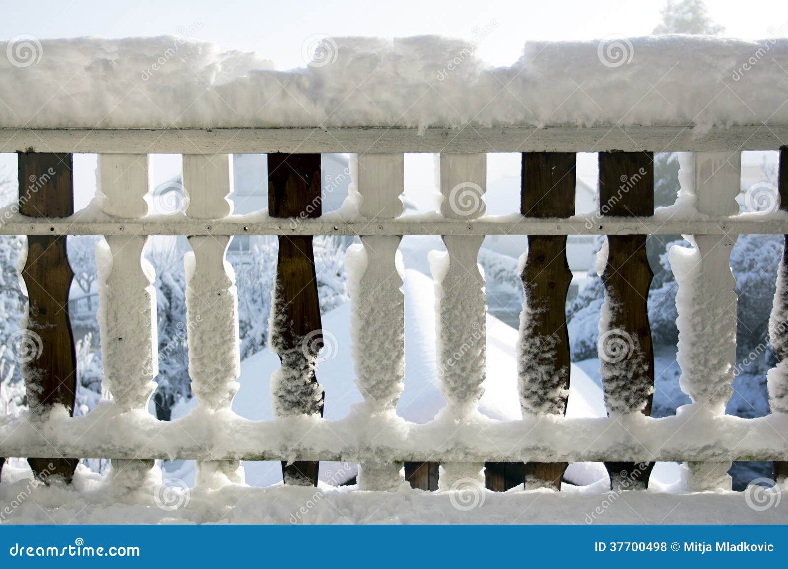 Balcony in snow stock photo. Image of fence, blizzard - 37700498