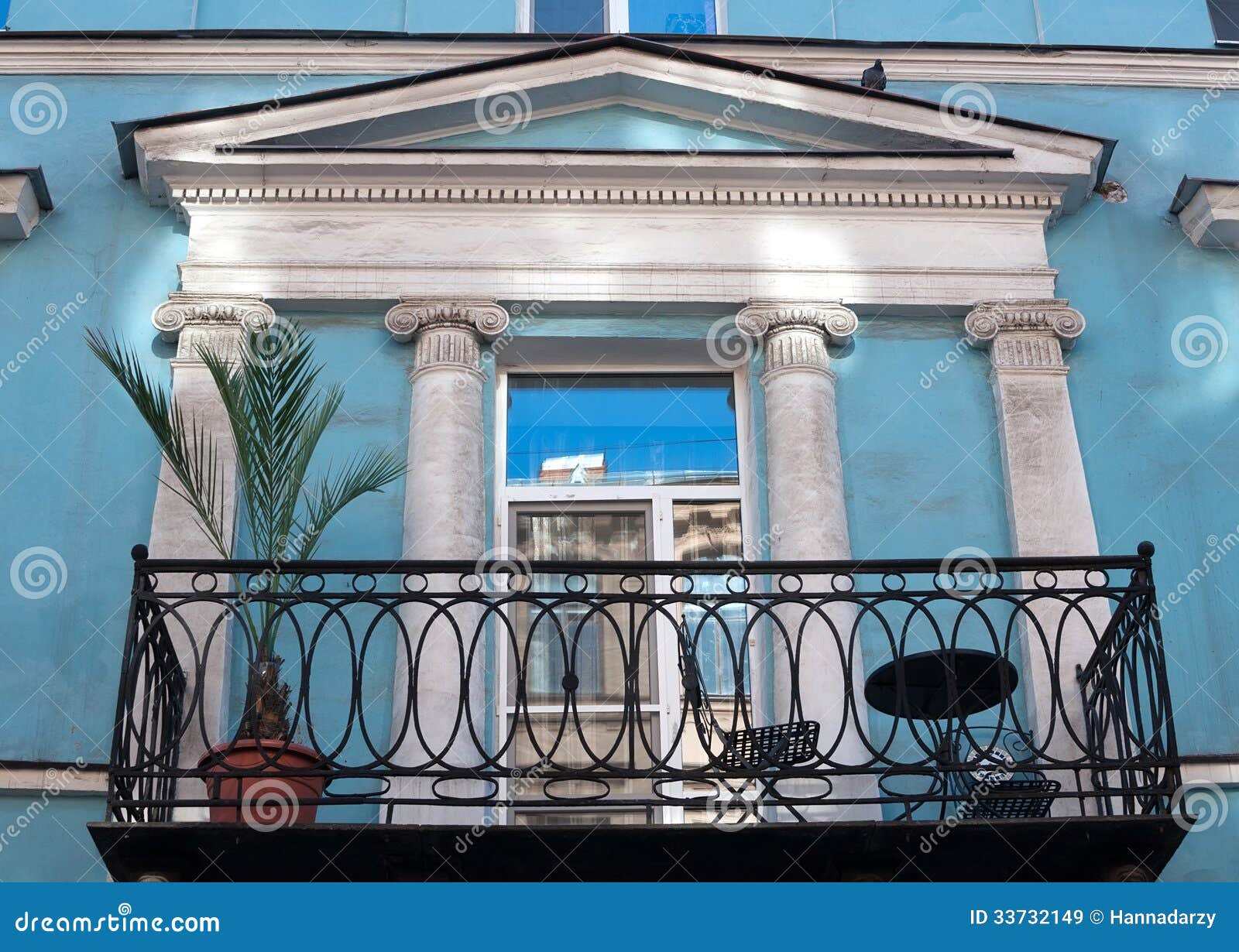 Balcony Town House with Palm Tree Stock Image - Image of summer ...