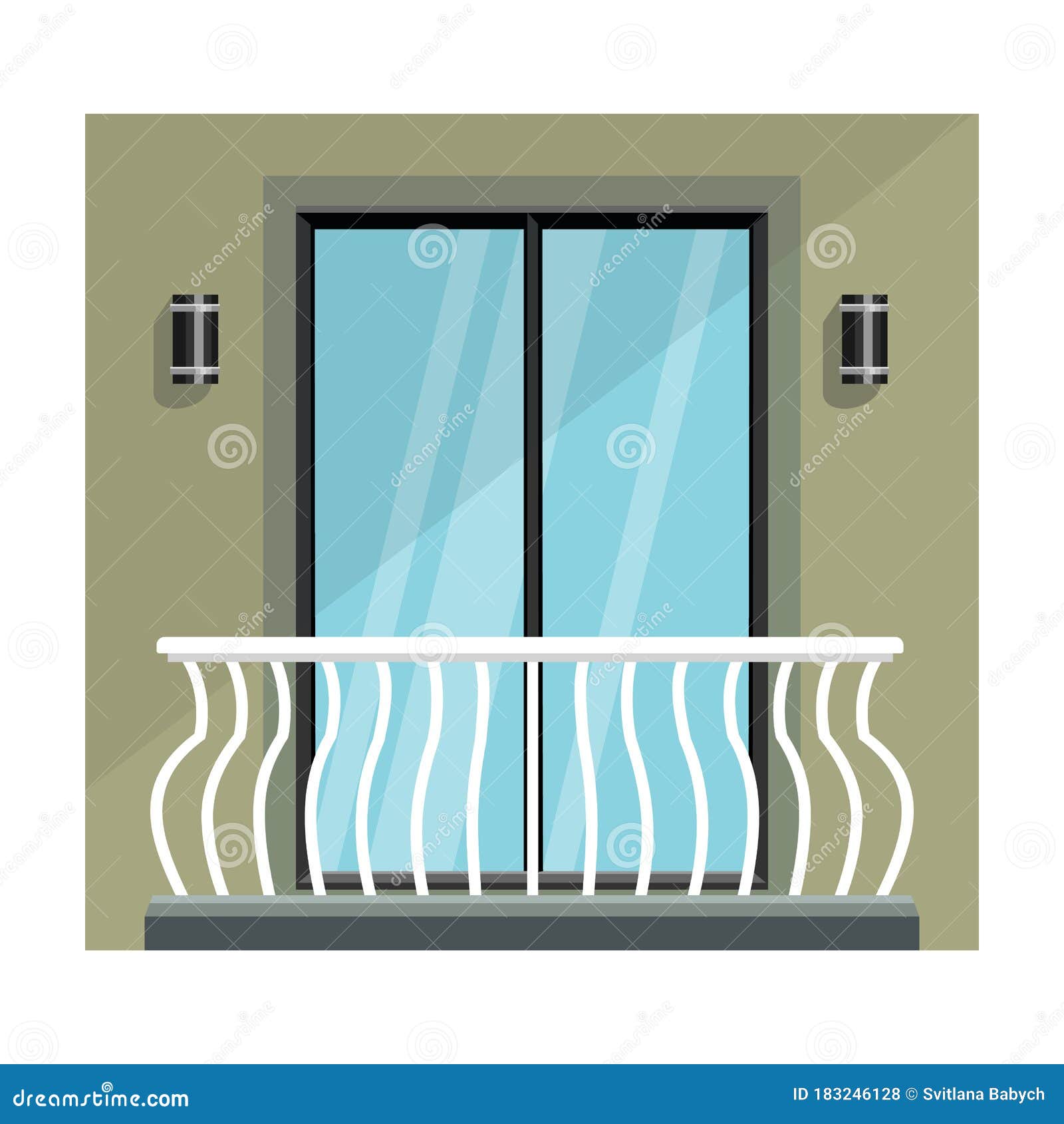 Balcony Vector Vintage Balconied Railing Windows Facade Wall Of ...