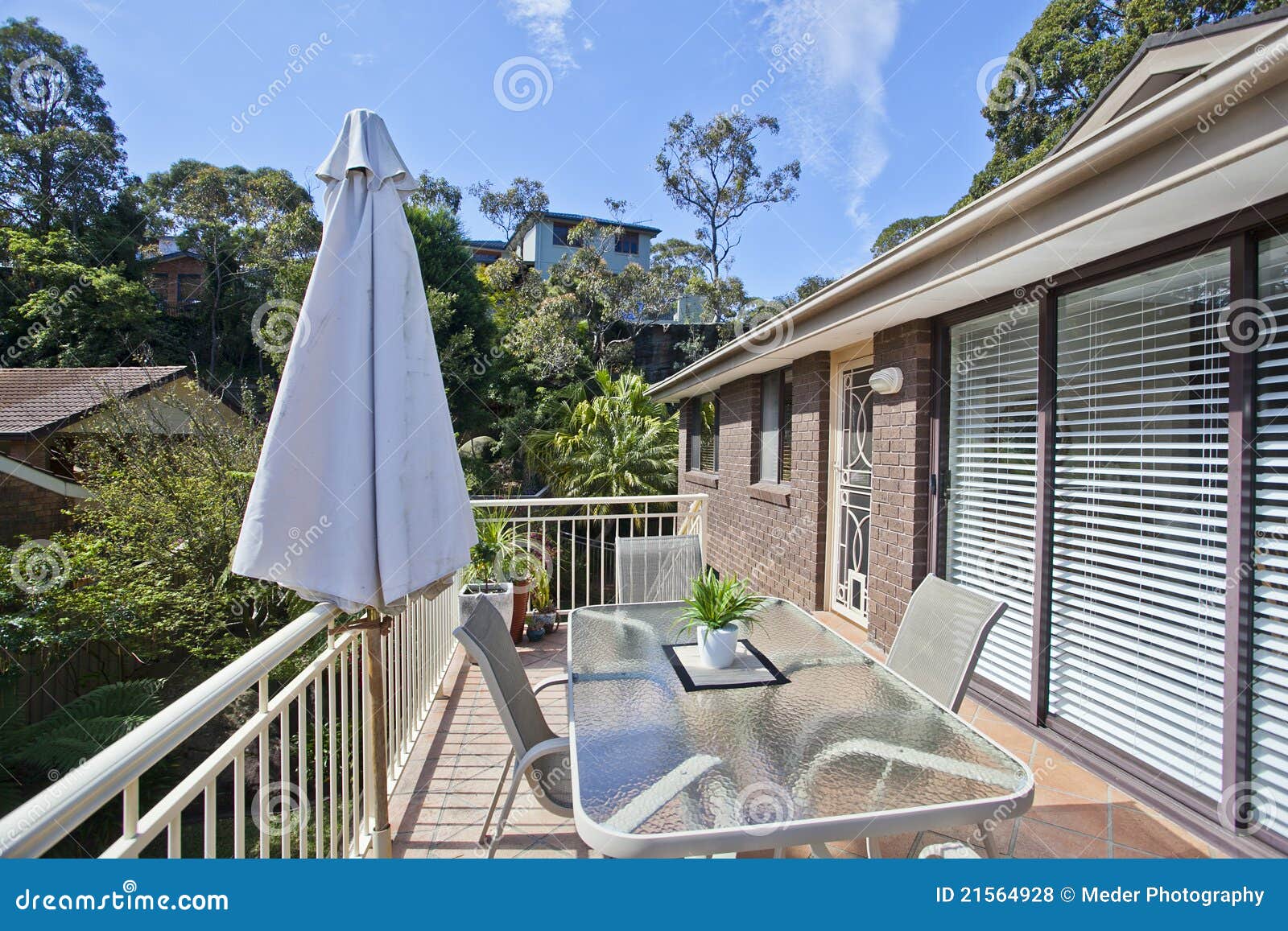 Balcony with a view stock photo. Image of chair, overlooking - 21564928