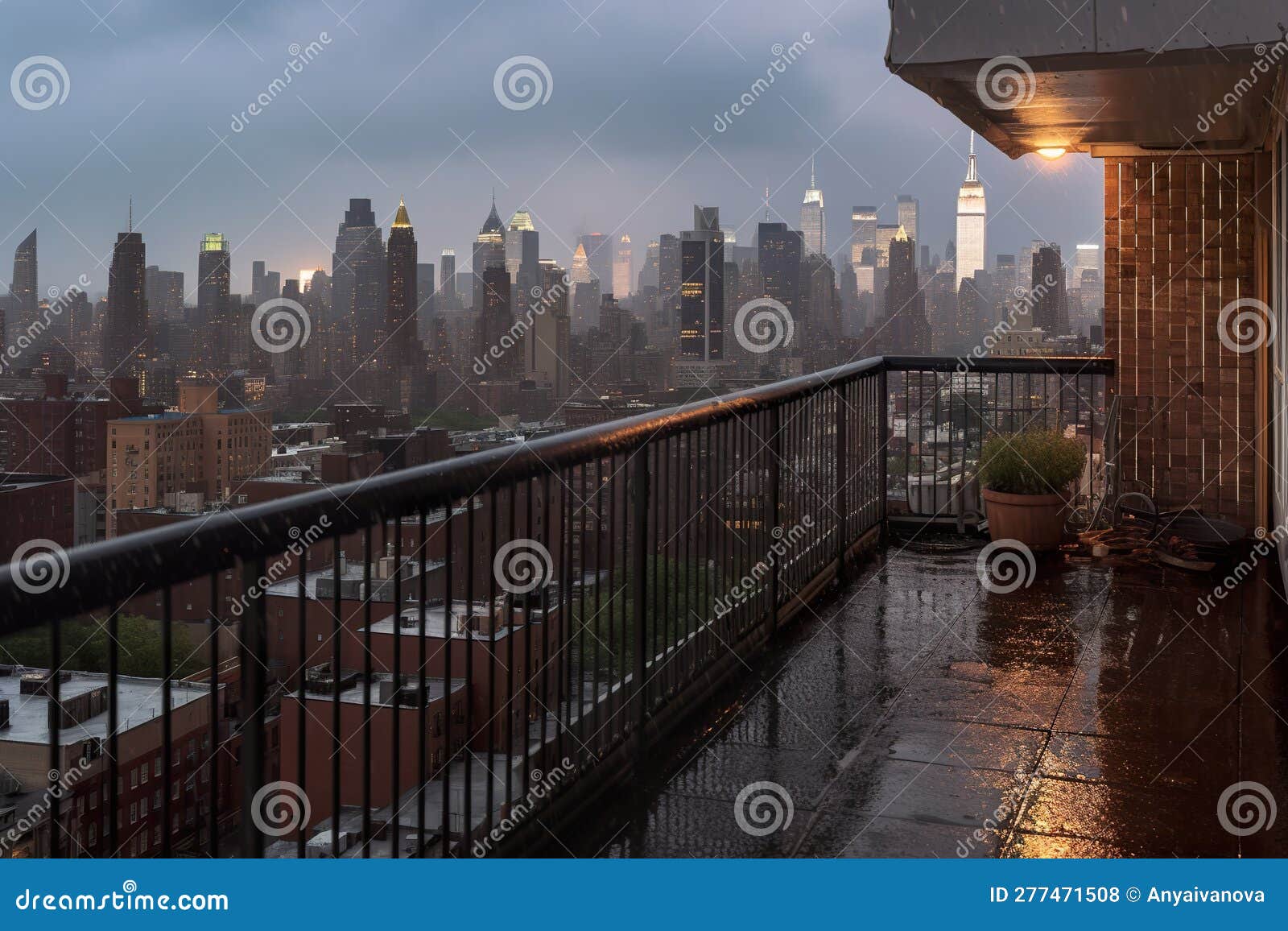 A Balcony with a View of the City. Generative AI Image. Stock ...