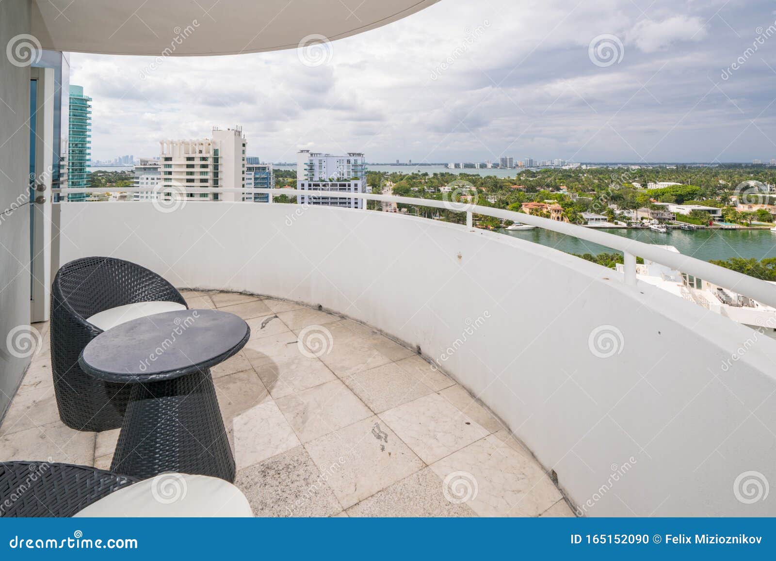 Balcony with a View of Miami Beach Stock Photo - Image of real, estate ...