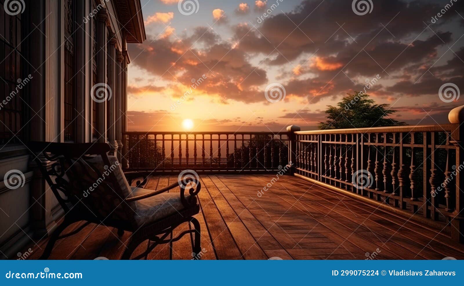 The Balcony with a View of the Sunset is an Old Balcony with a Beautiful Sunset View Stock ...
