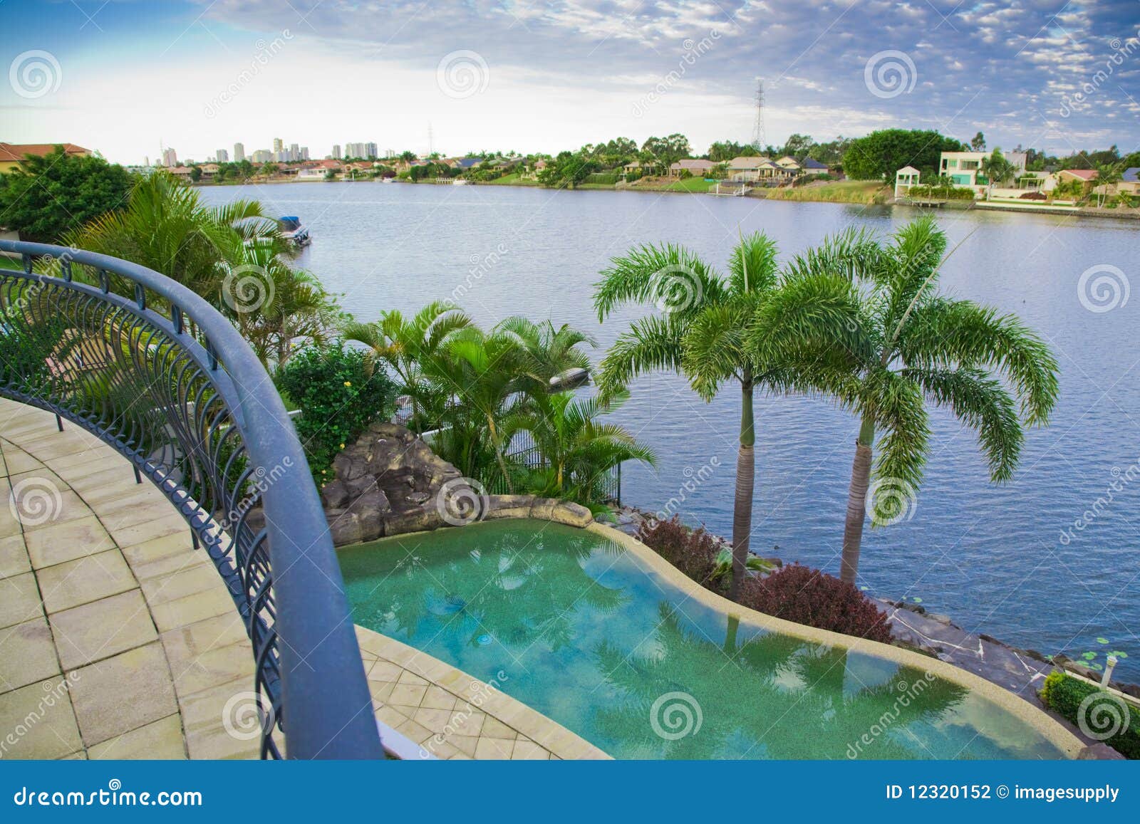 Balcony Views from Waterfront Mansion Stock Photo - Image of australia ...