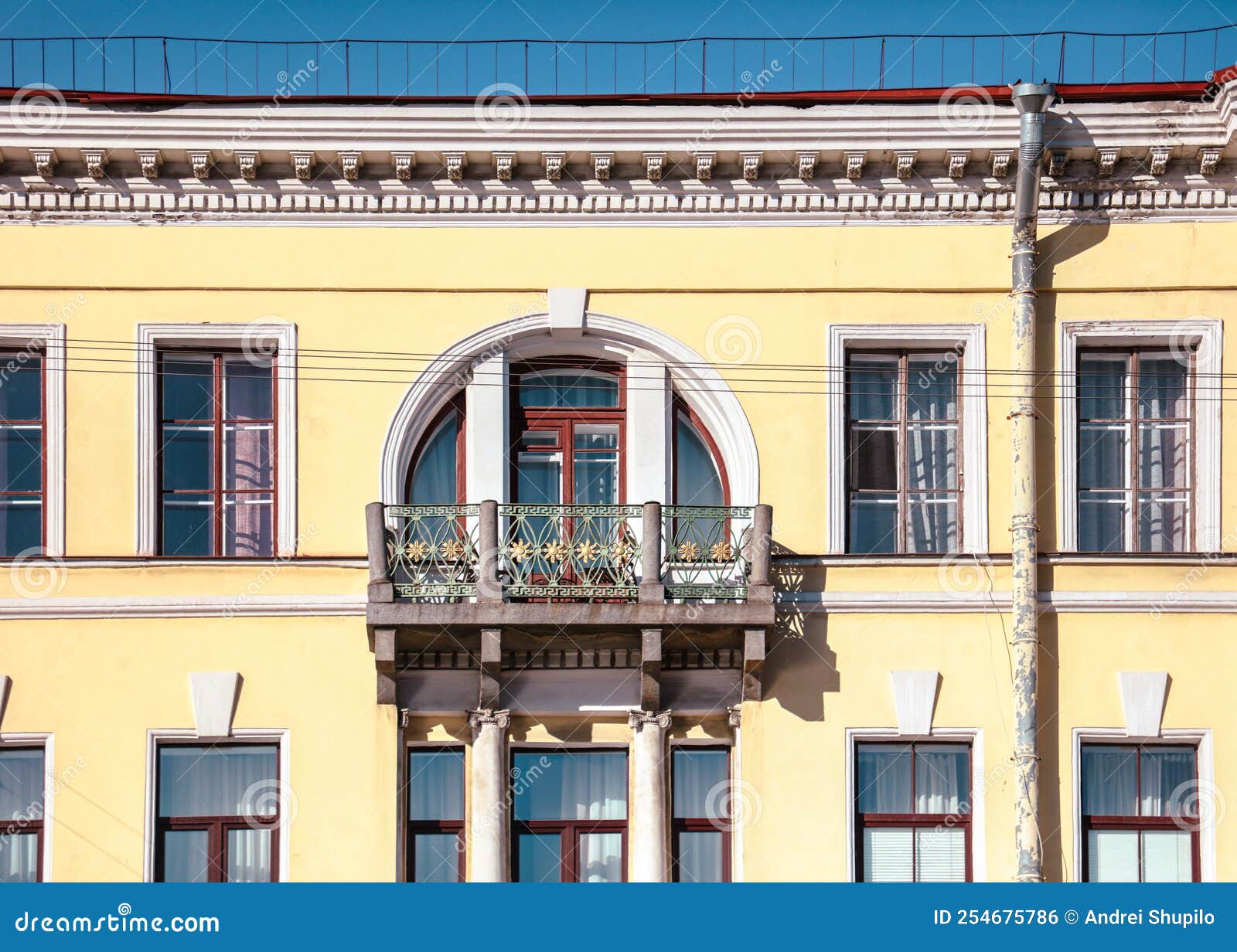 Balcony on the Wall of an Old High-rise Building. Stock Photo - Image ...