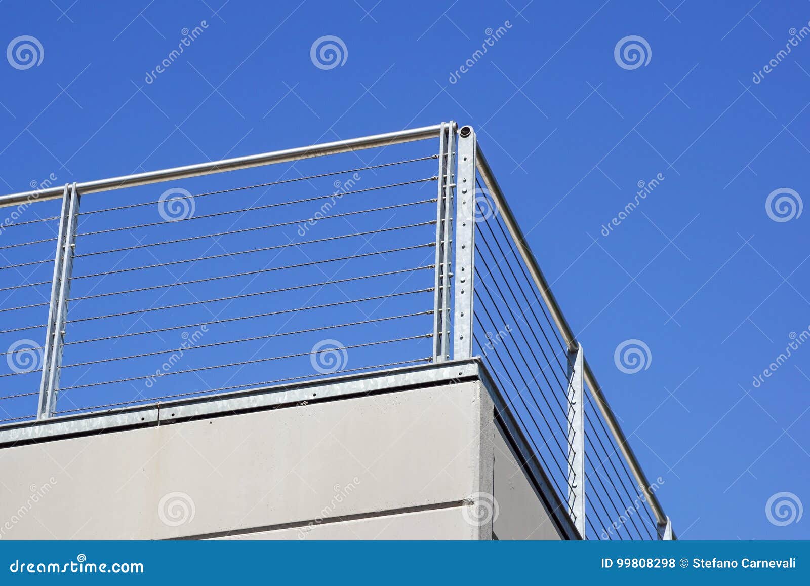 Balcony with White Parapet of the Blue Sky Stock Photo - Image of ...