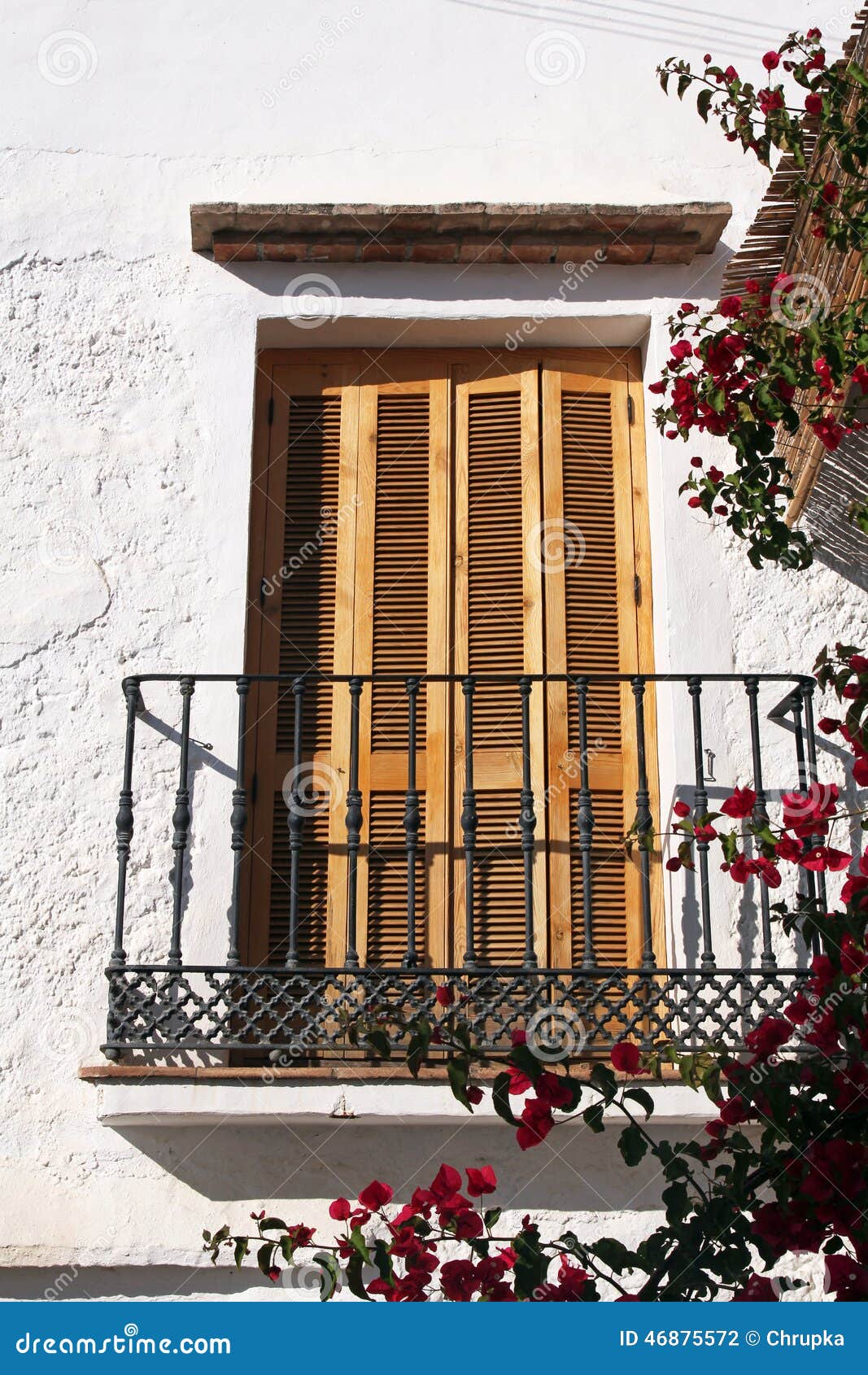Balcony with Wooden Shutters Stock Photo - Image of vintage, shutter ...