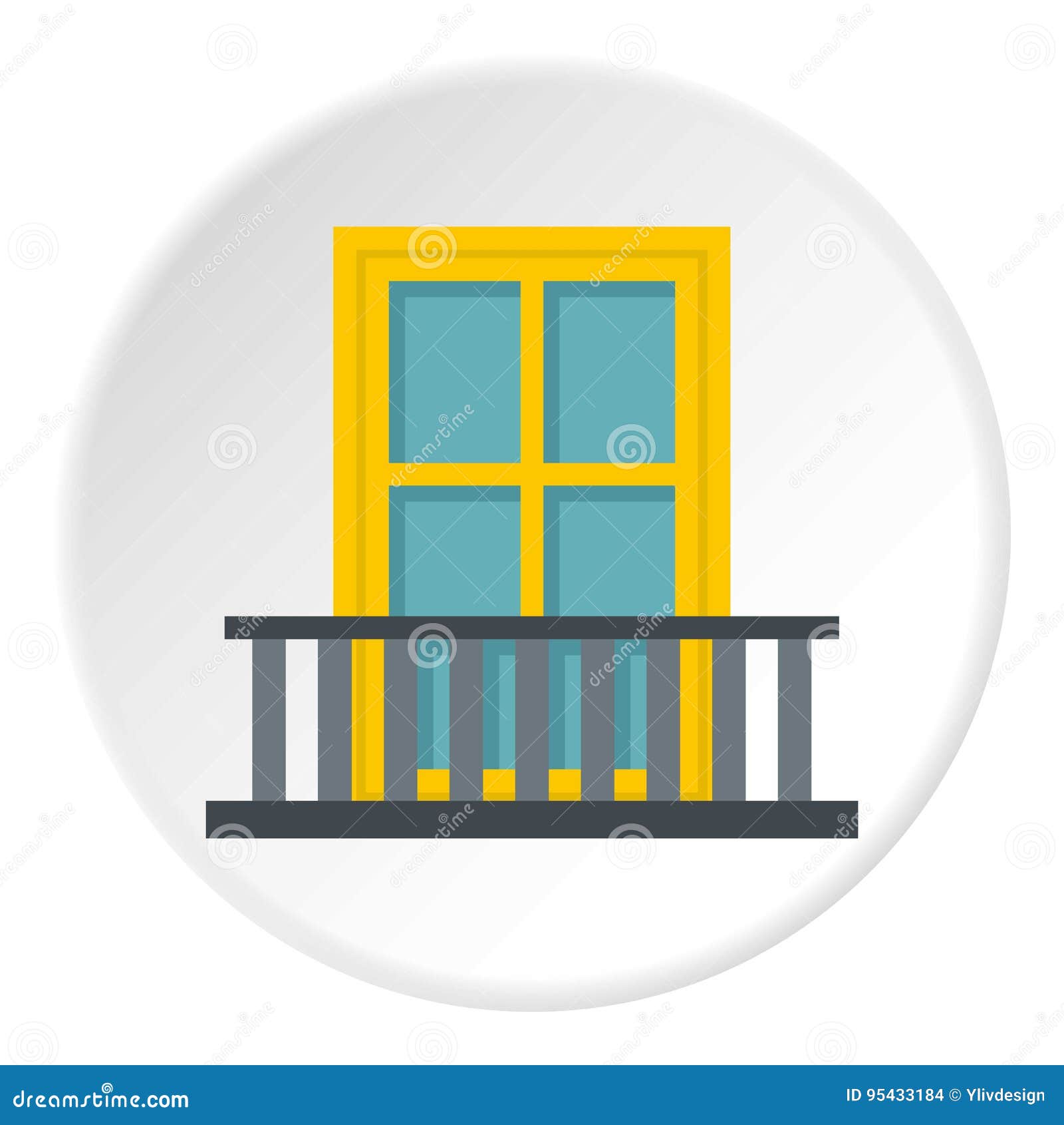 Balcony with a Yellow Window Icon Circle Stock Vector - Illustration of ...