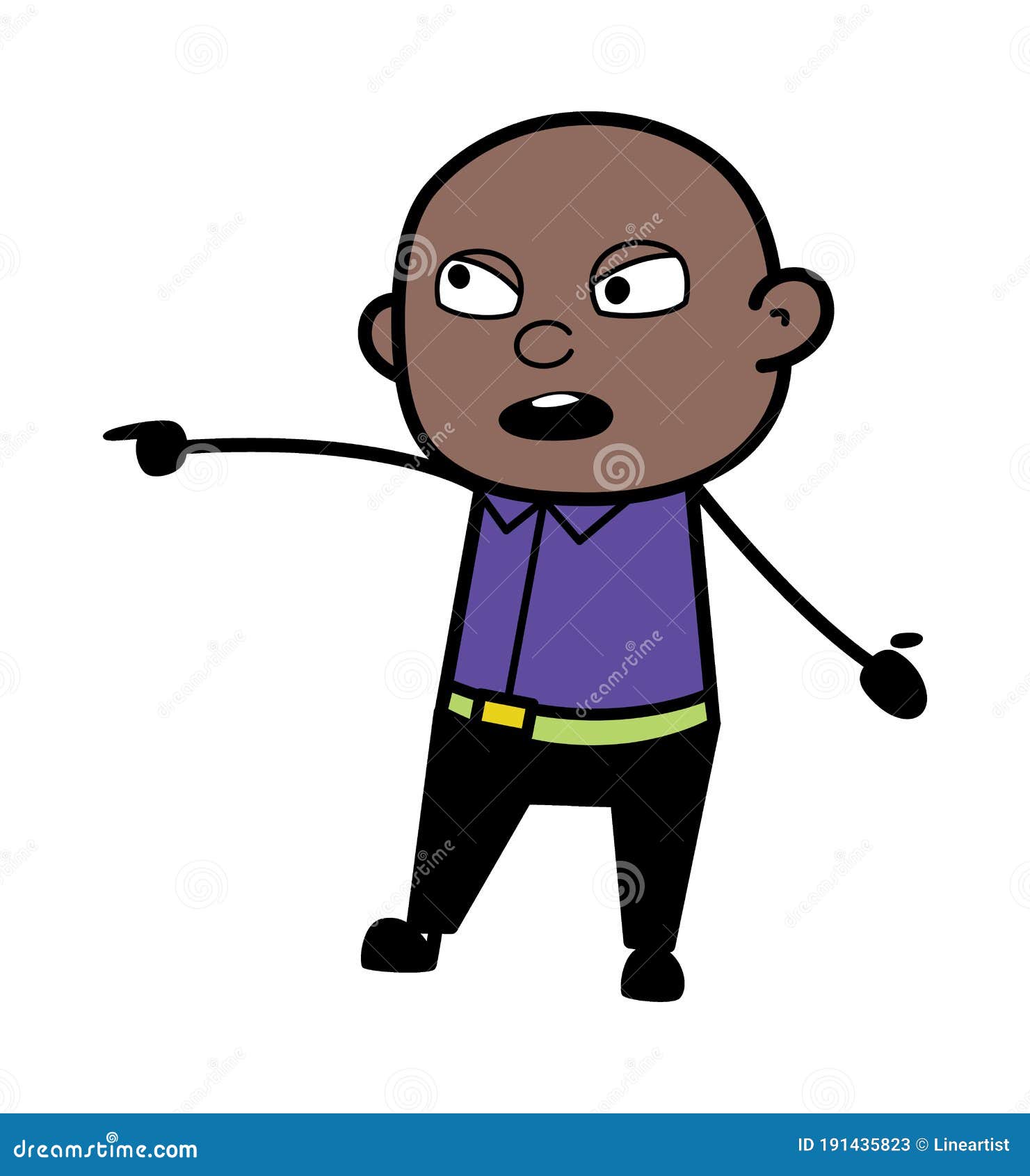 Bald Black Man Pointing Finger Cartoon Stock Illustration ...