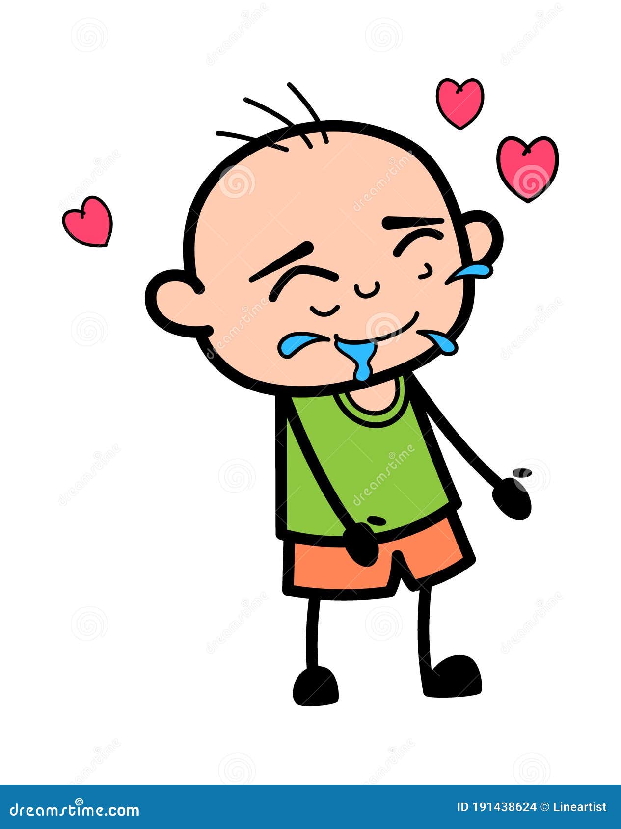 Bald Boy Cartoon Drooling in Love Stock Illustration - Illustration of ...