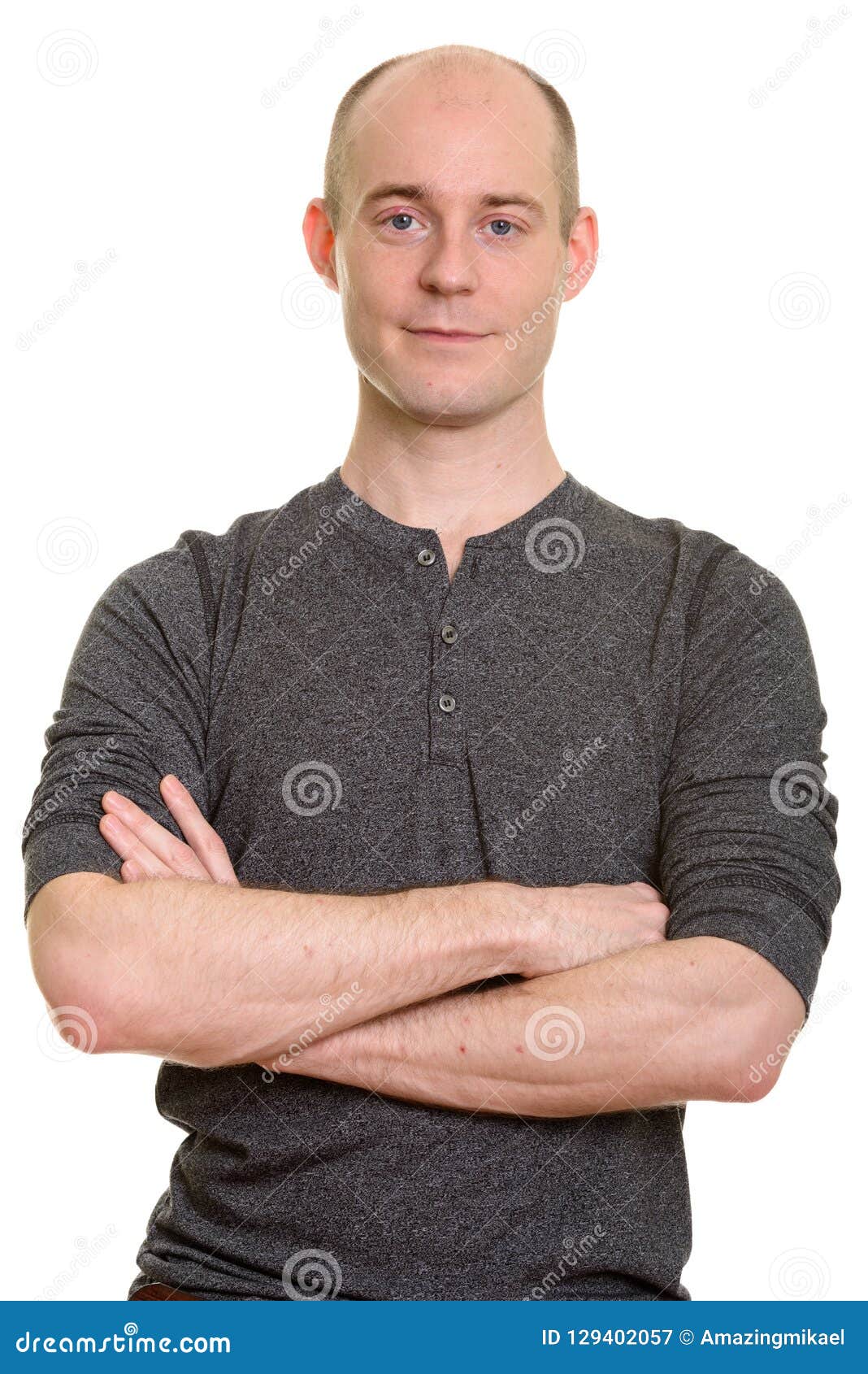 Bald Caucasian Man with Arms Crossed Looking at Camera Stock Image ... Bald Caucasian Man with Arms Crossed Looking at Camera Stock Image ...