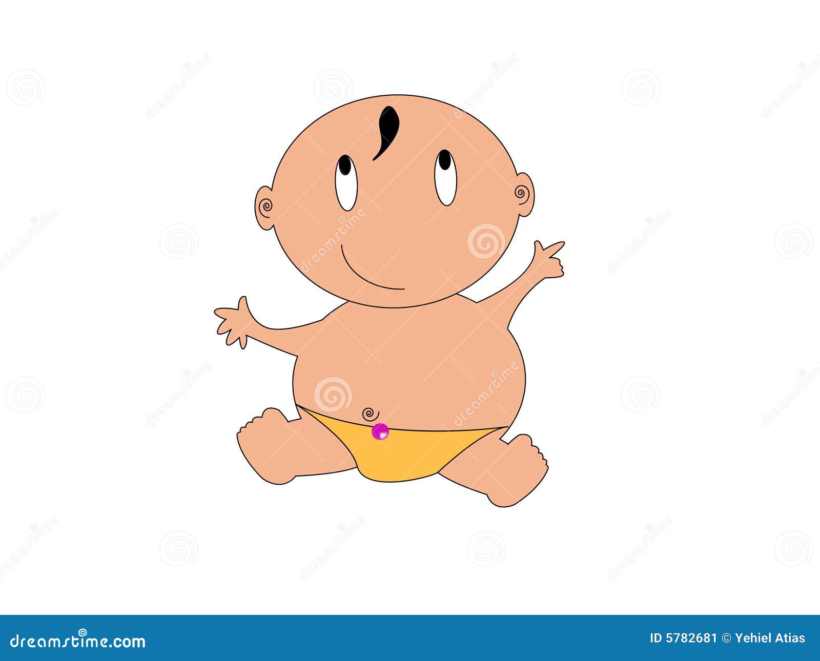Bald Toddler Infant In Diaper Playing With Pyramid Cartoon Vector ...