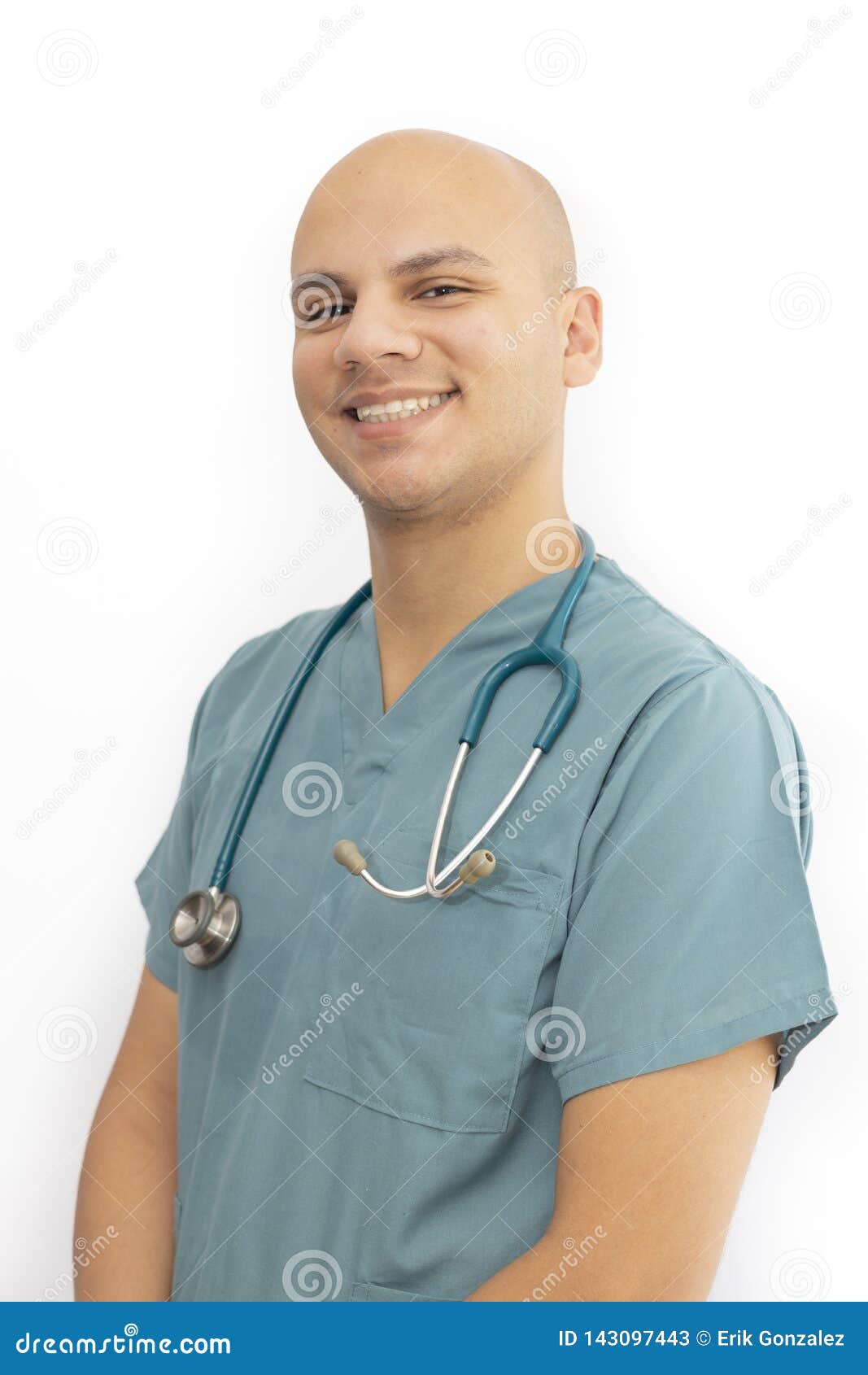 Bald Doctor By A Door With Tense Face Expression. Royalty-Free Stock ...
