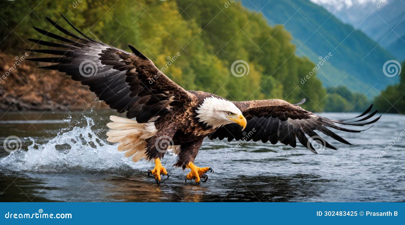 Bald Eagle in Action, Hunting Stock Image - Image of tree, bird: 302483425