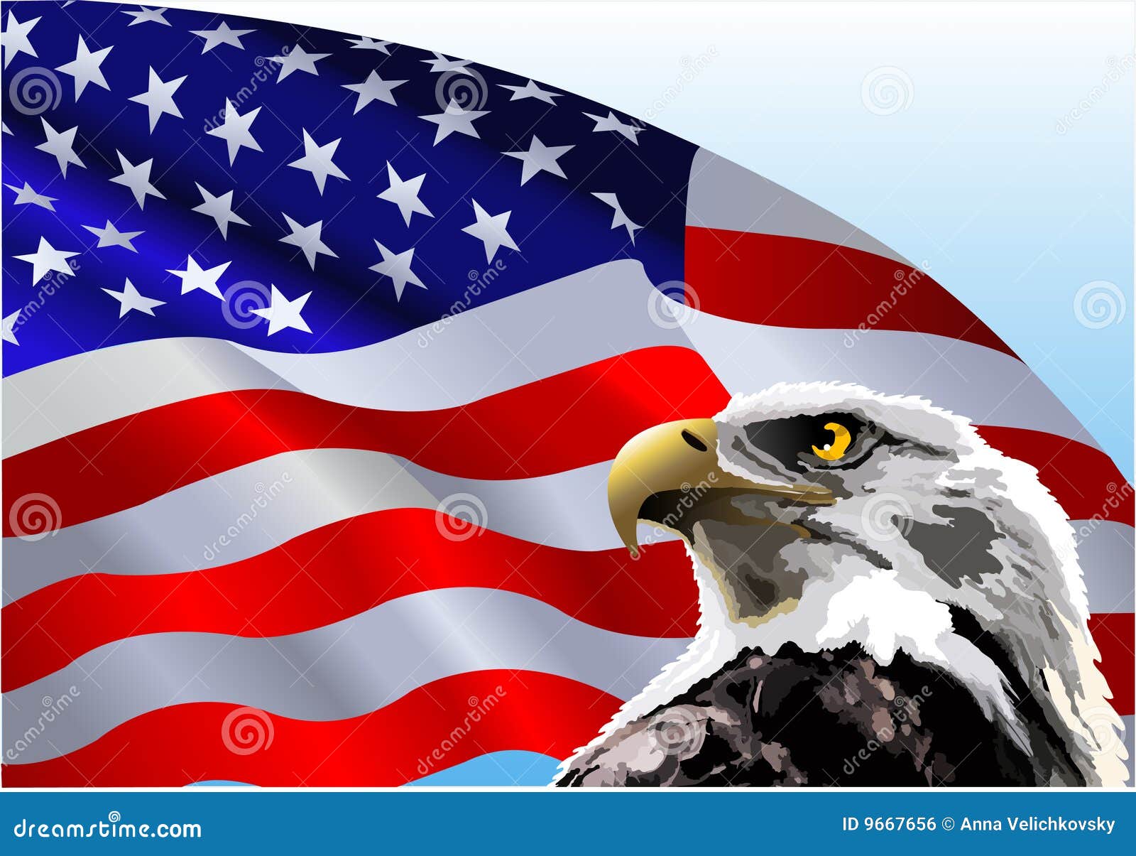 Bald Eagle American Flag stock vector. Illustration of waving - 9667656