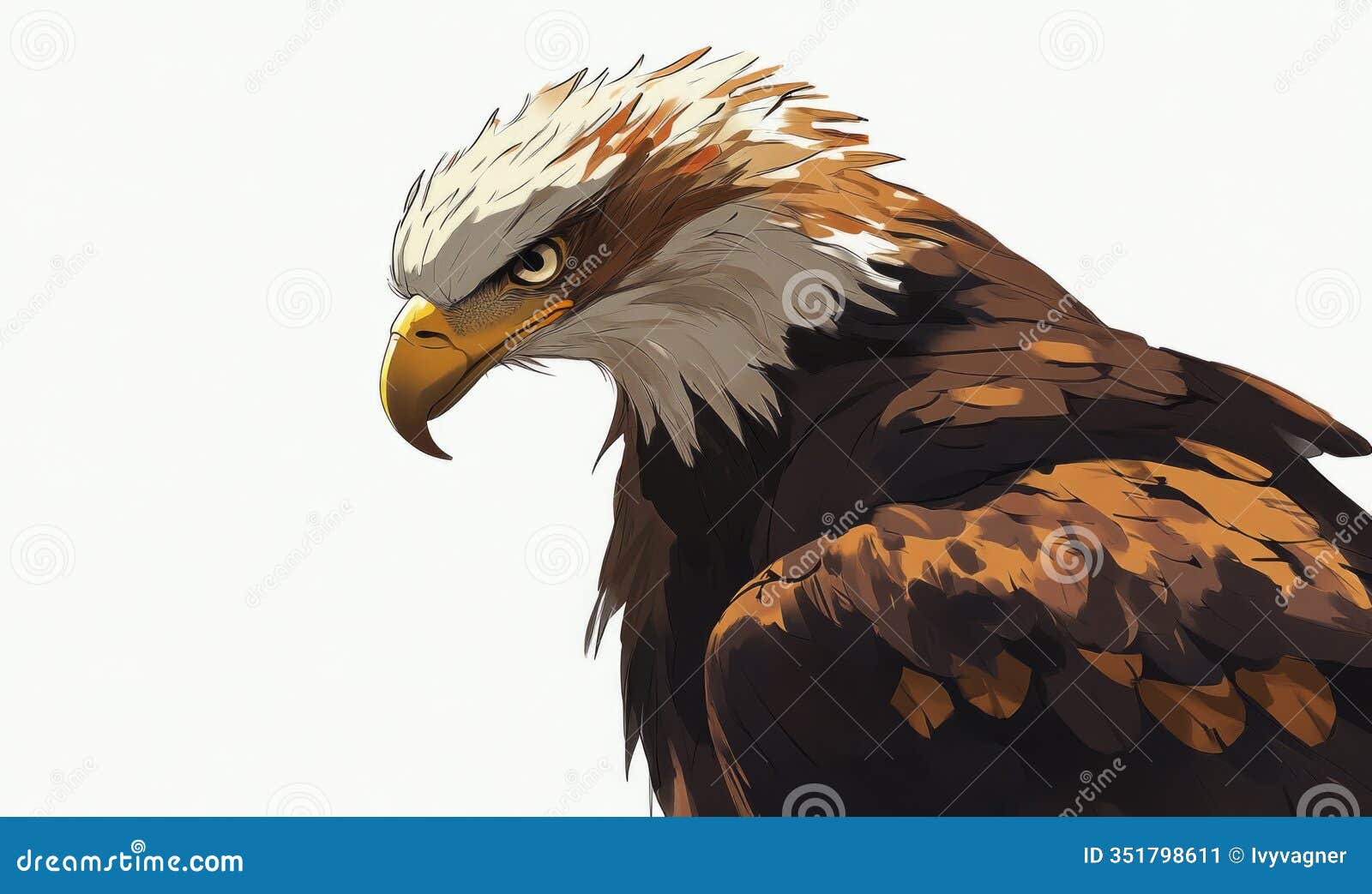 A Bald Eagle with a Brown Head and White Feathers Stock Image - Image ...