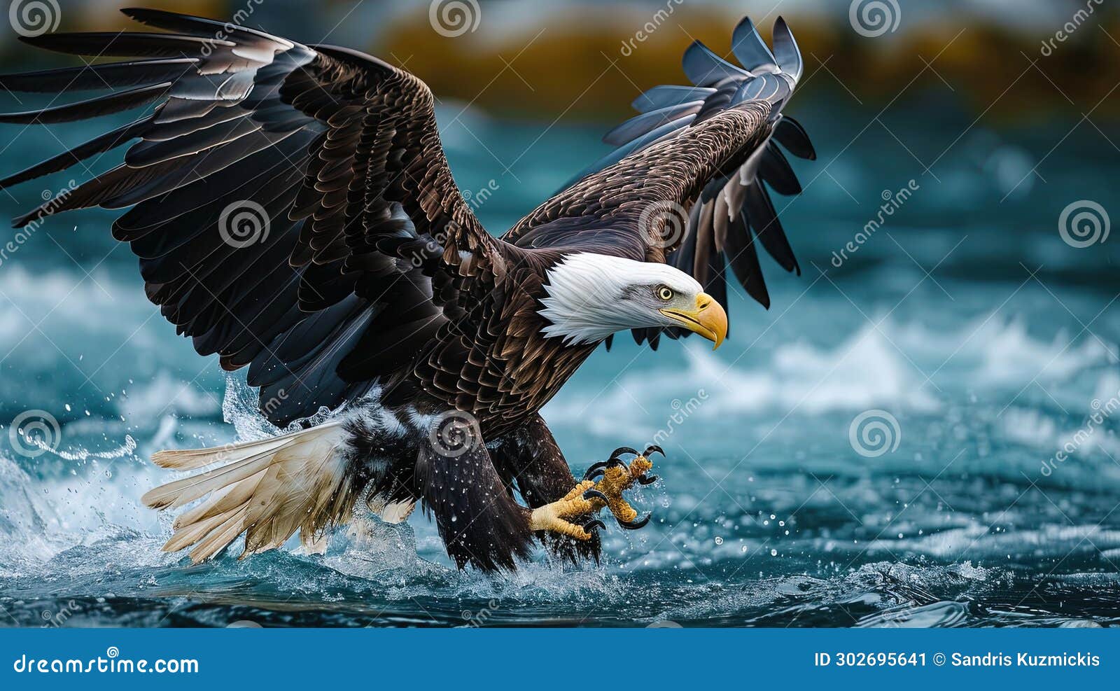 An Bald Eagle Catching a Fish. Generative AI Stock Illustration ...