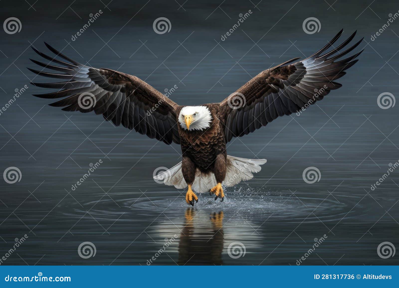 Bald Eagle Catching a Fish in Its Talons Stock Photo - Image of bird ...