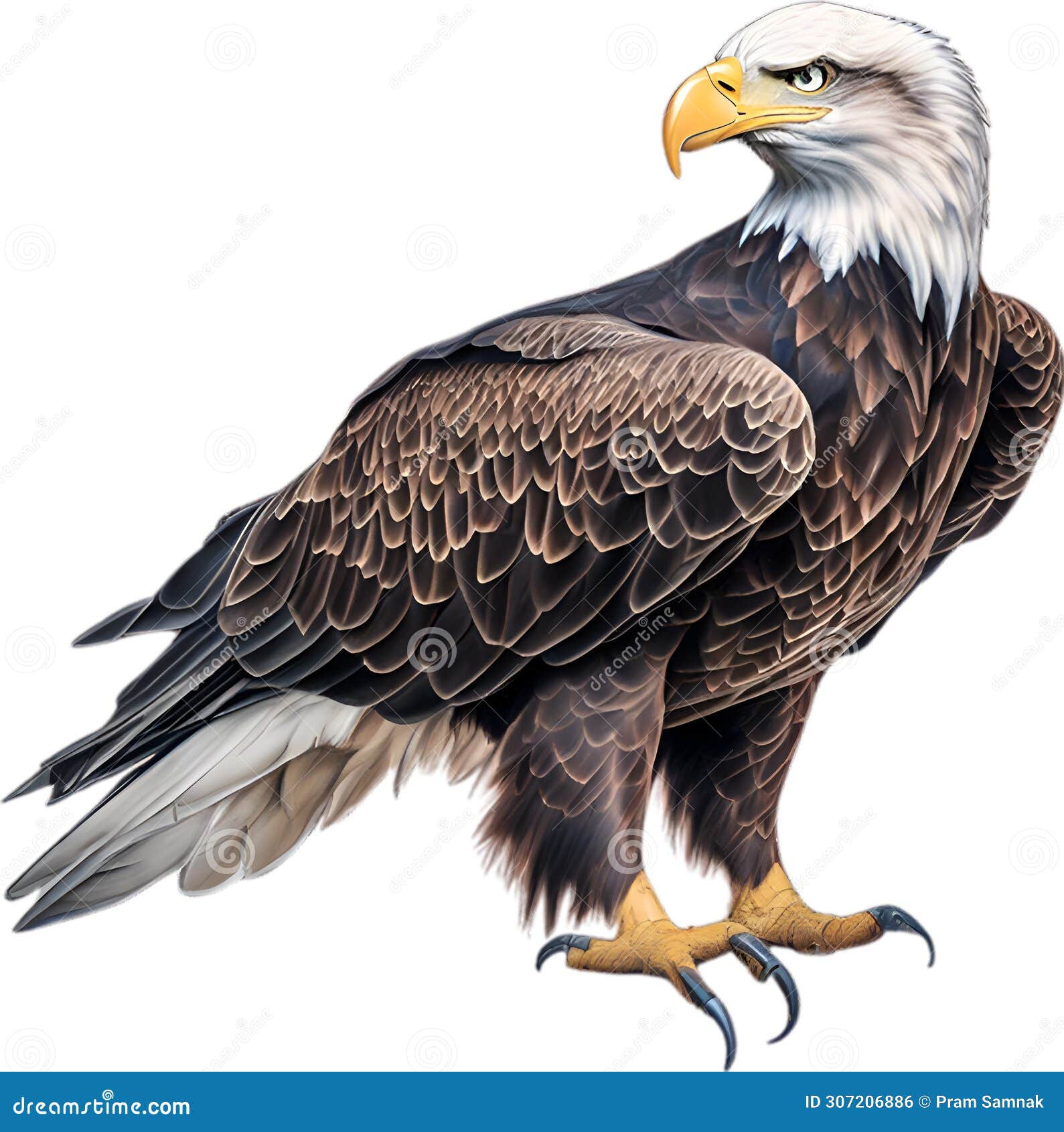 Bald Eagle, Close-up Colored-pencil Sketch of a Bald Eagle. AI ...